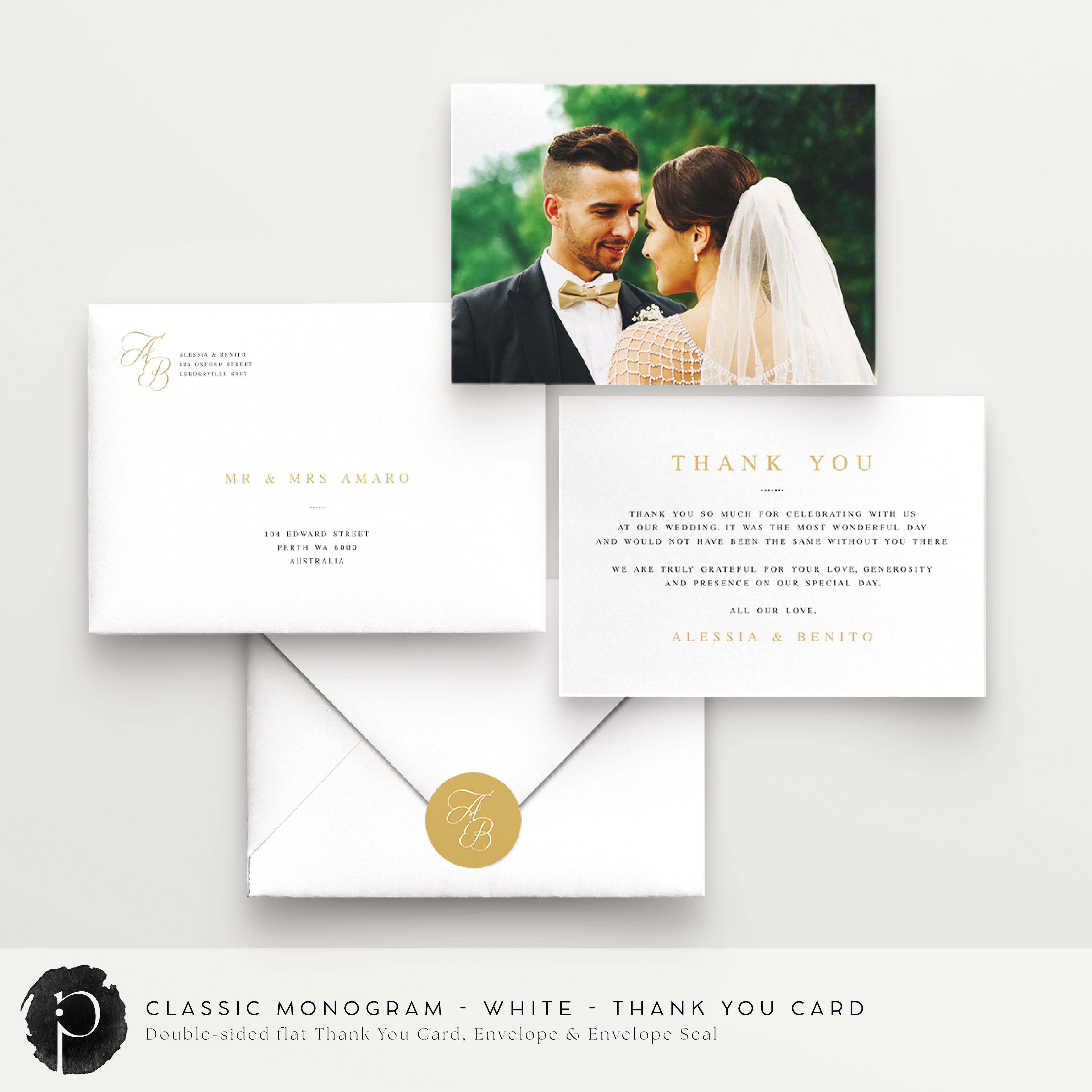 Classic Monogram - Wedding Thank You Cards – Paper & Ink Studio