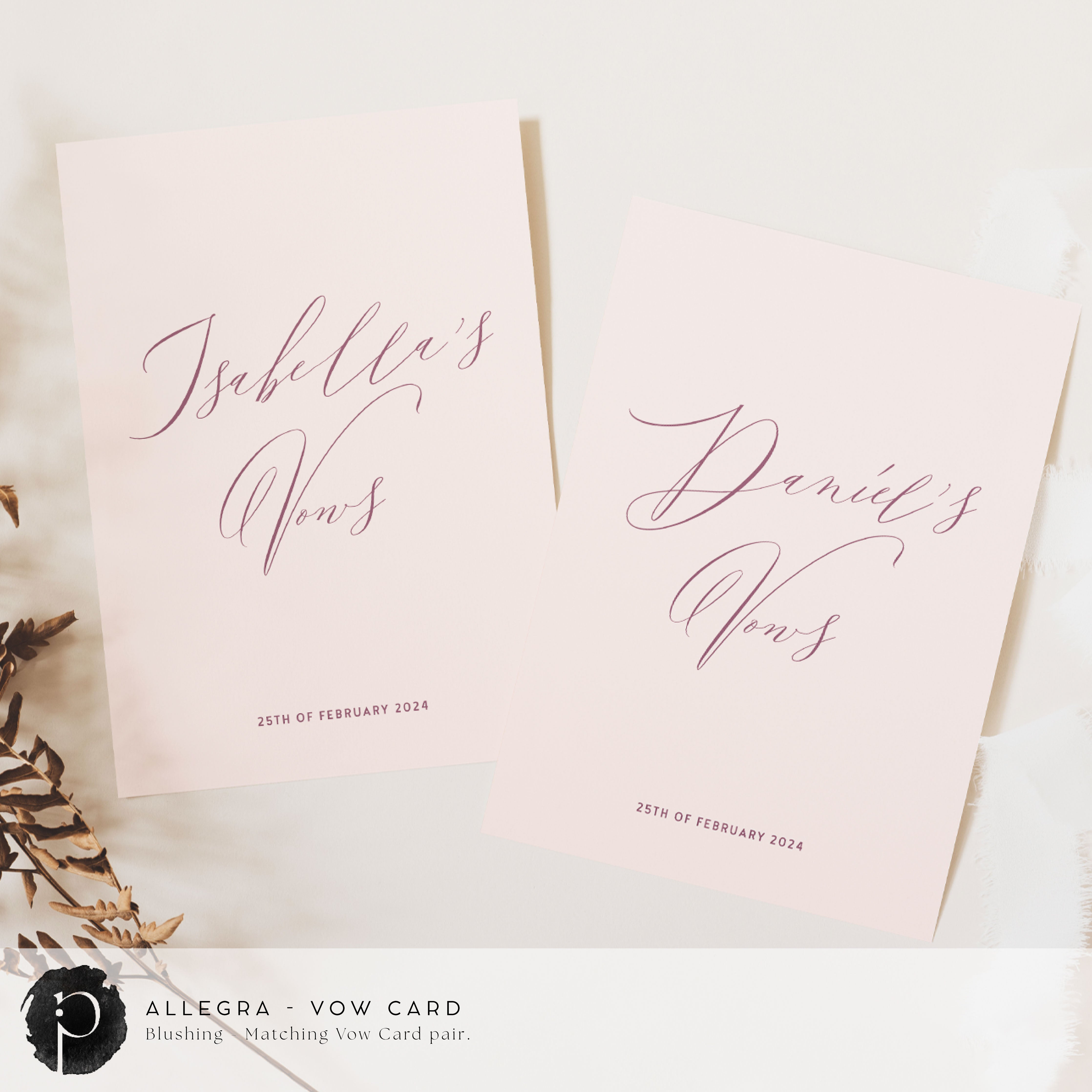Allegra - Wedding Vow Card Set – Paper & Ink Studio