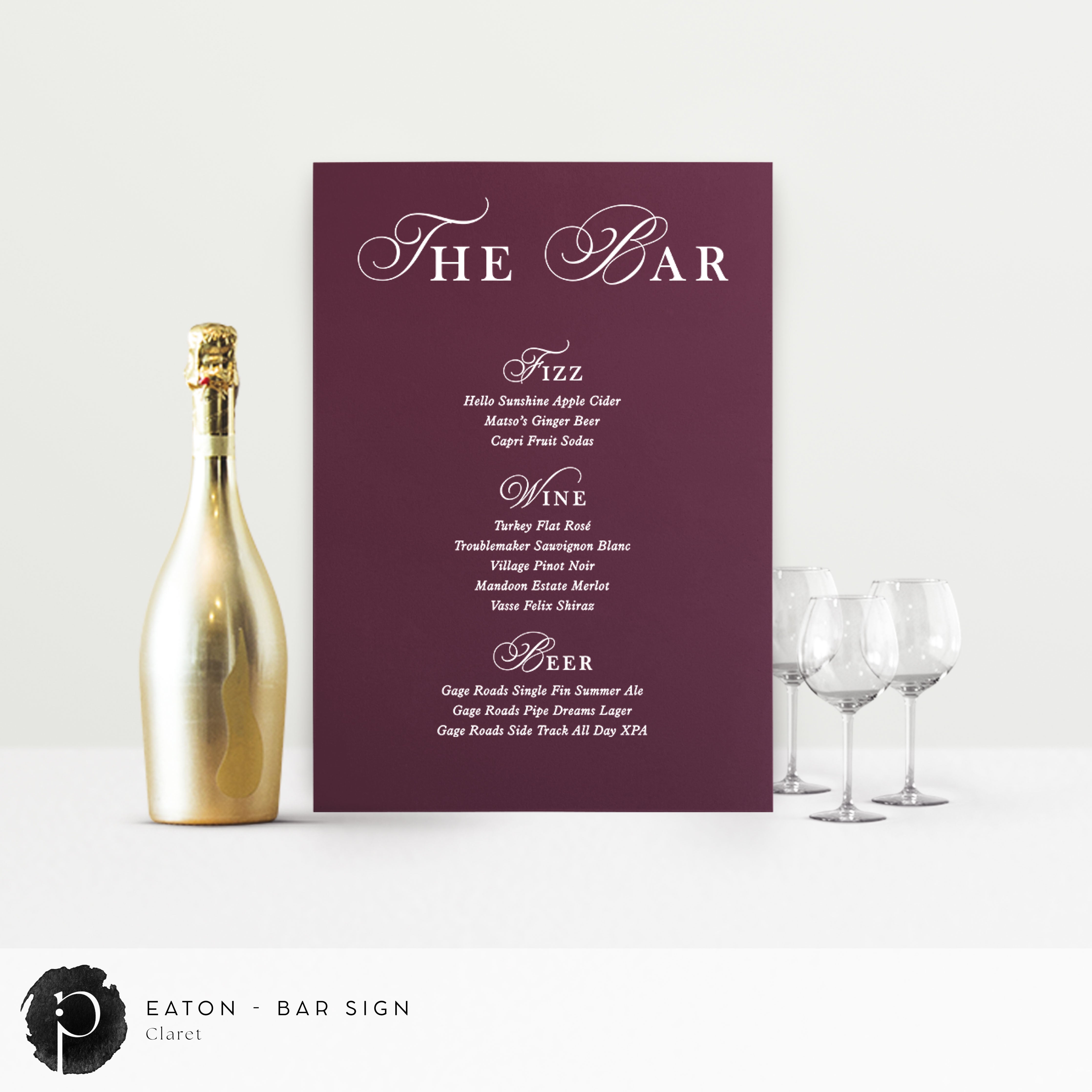 Eaton - Bar Sign – Paper & Ink Studio