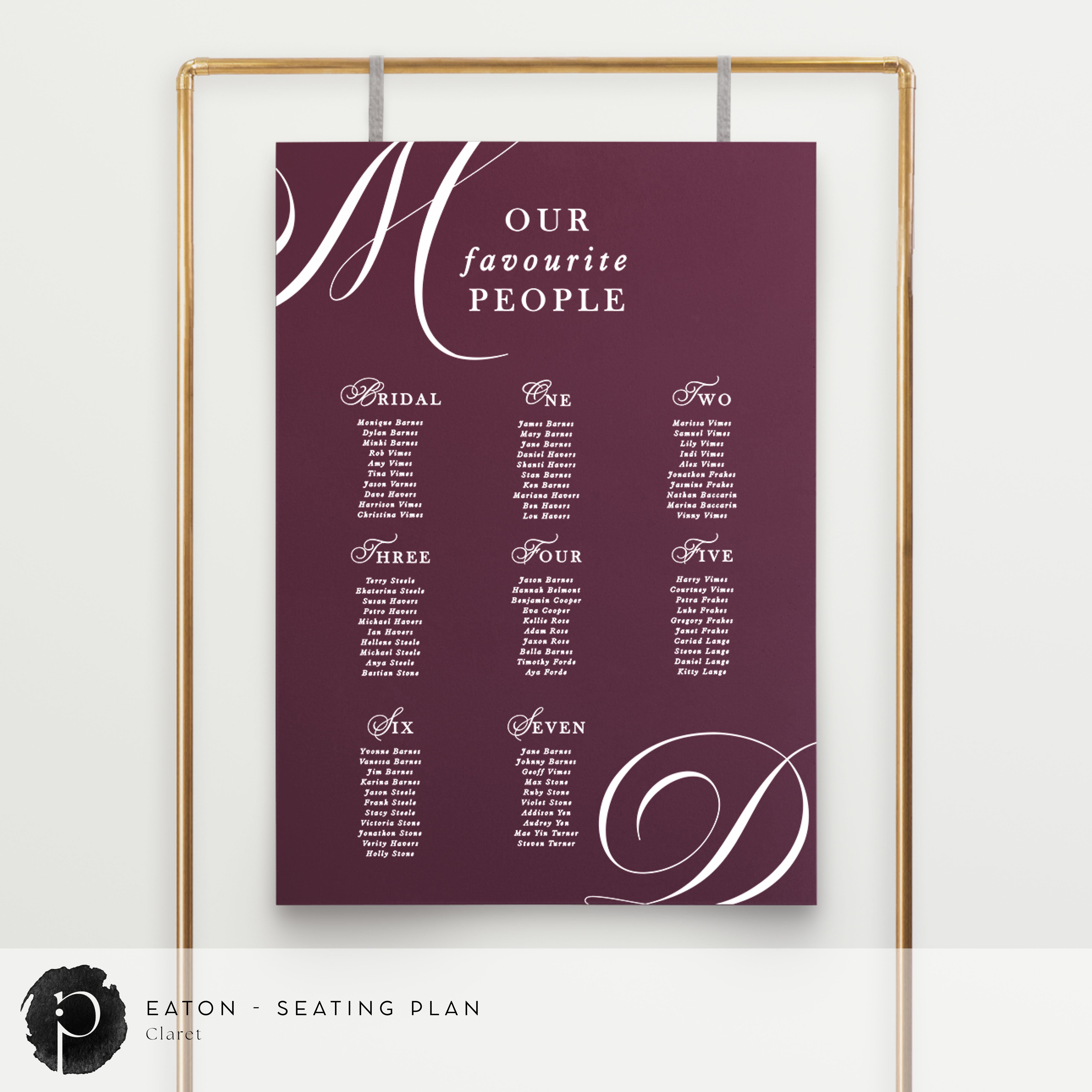 Eaton - Seating Plan Chart – Paper & Ink Studio