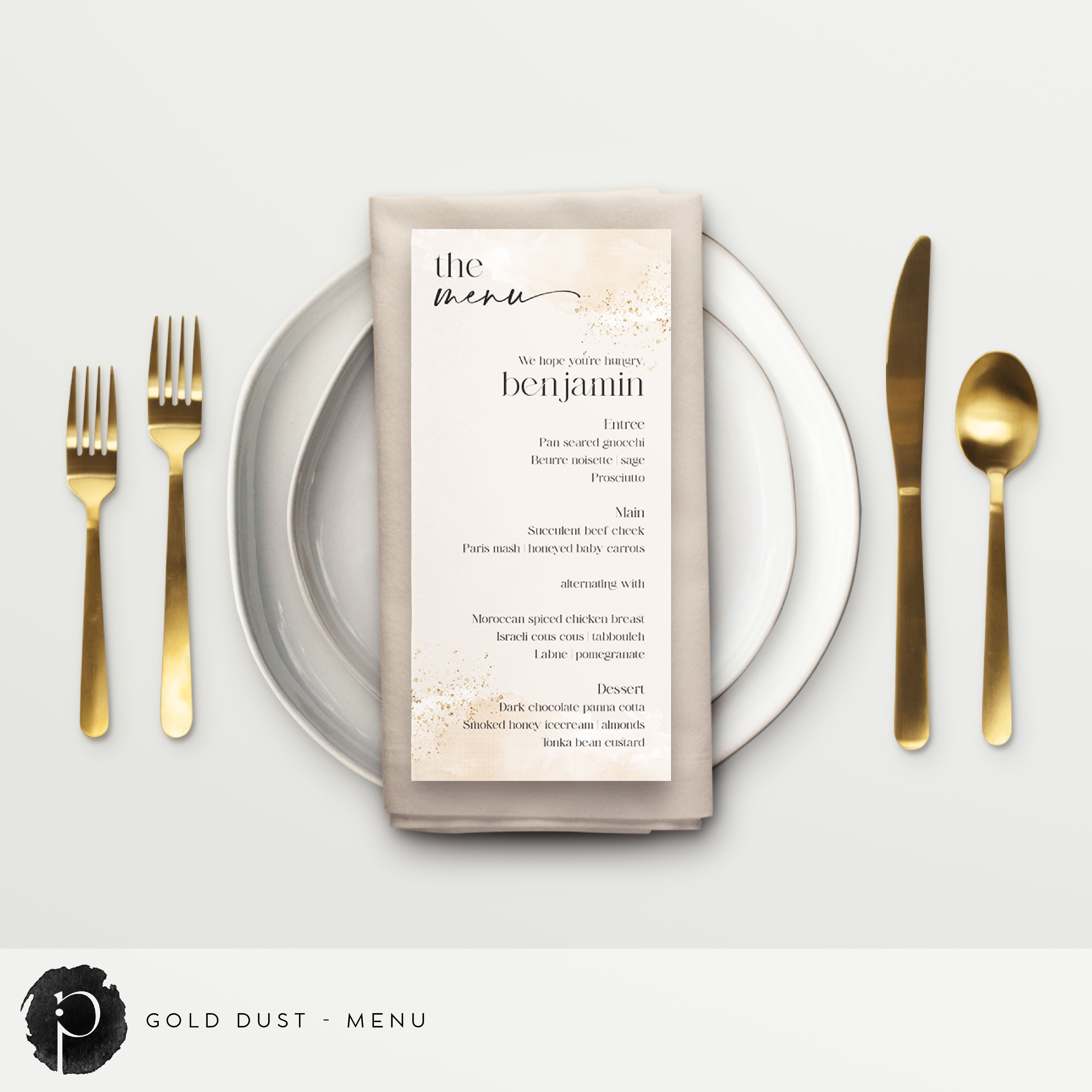 Gold Dust - Menu Cards – Paper & Ink Studio