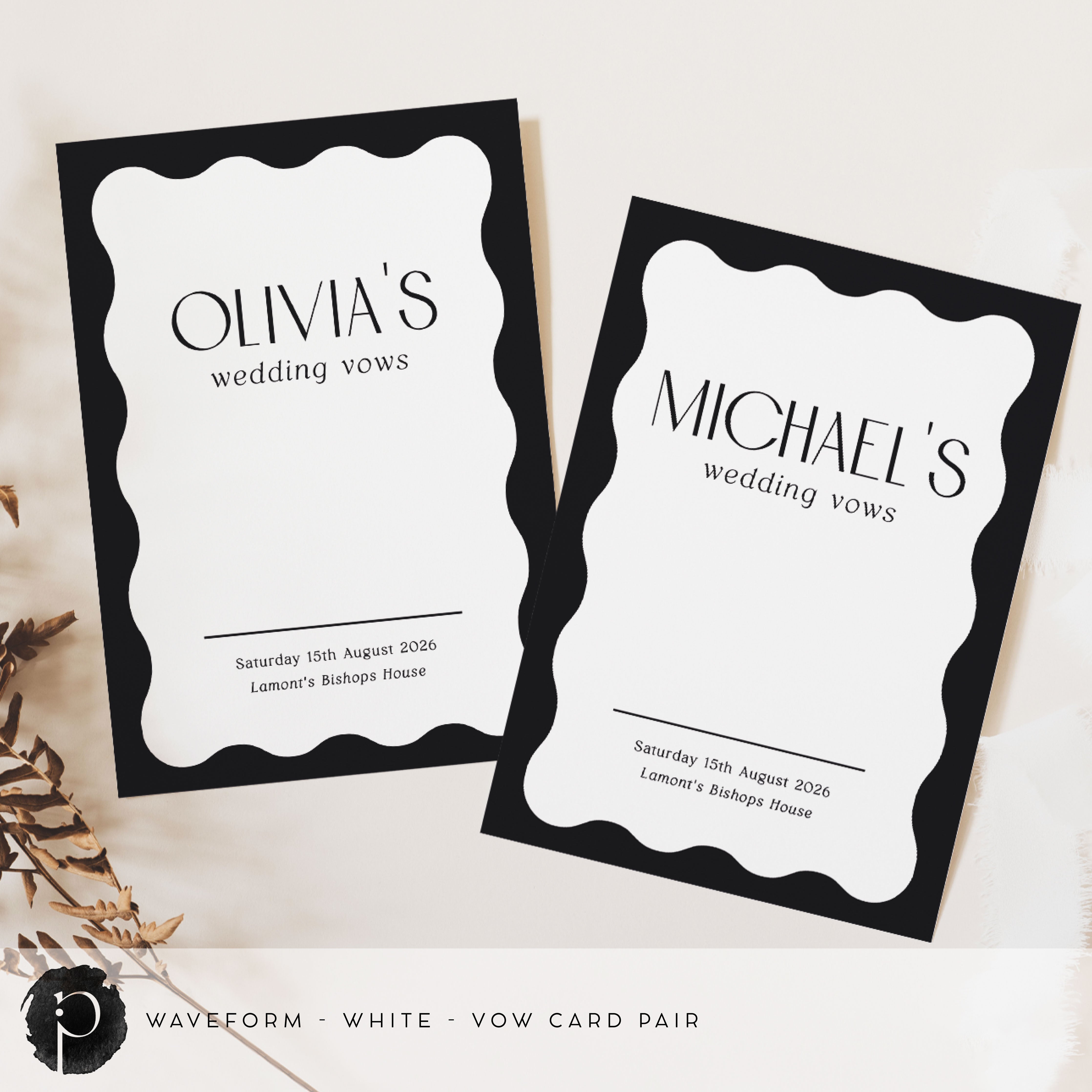Waveform - Wedding Vow Card Set – Paper & Ink Studio