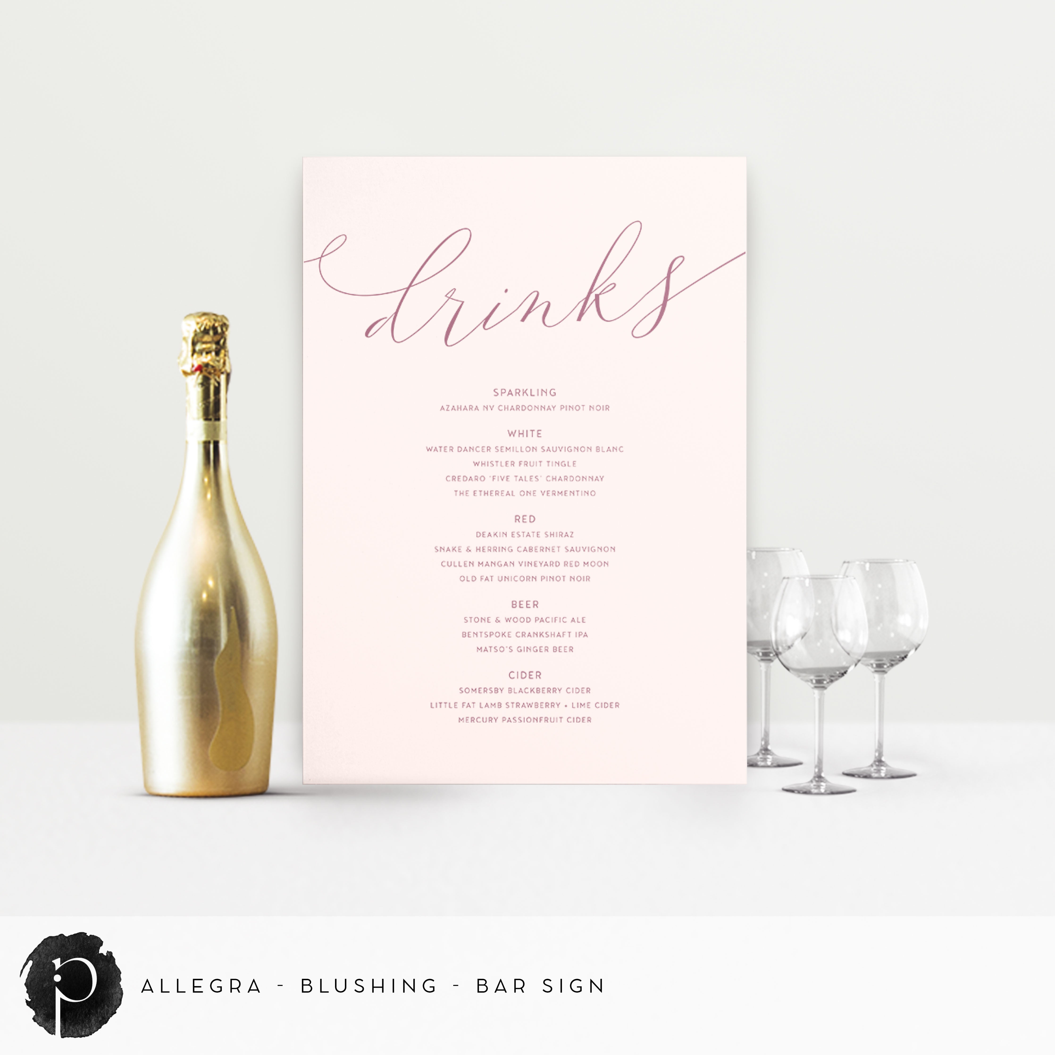 Allegra - Bar Sign – Paper & Ink Studio