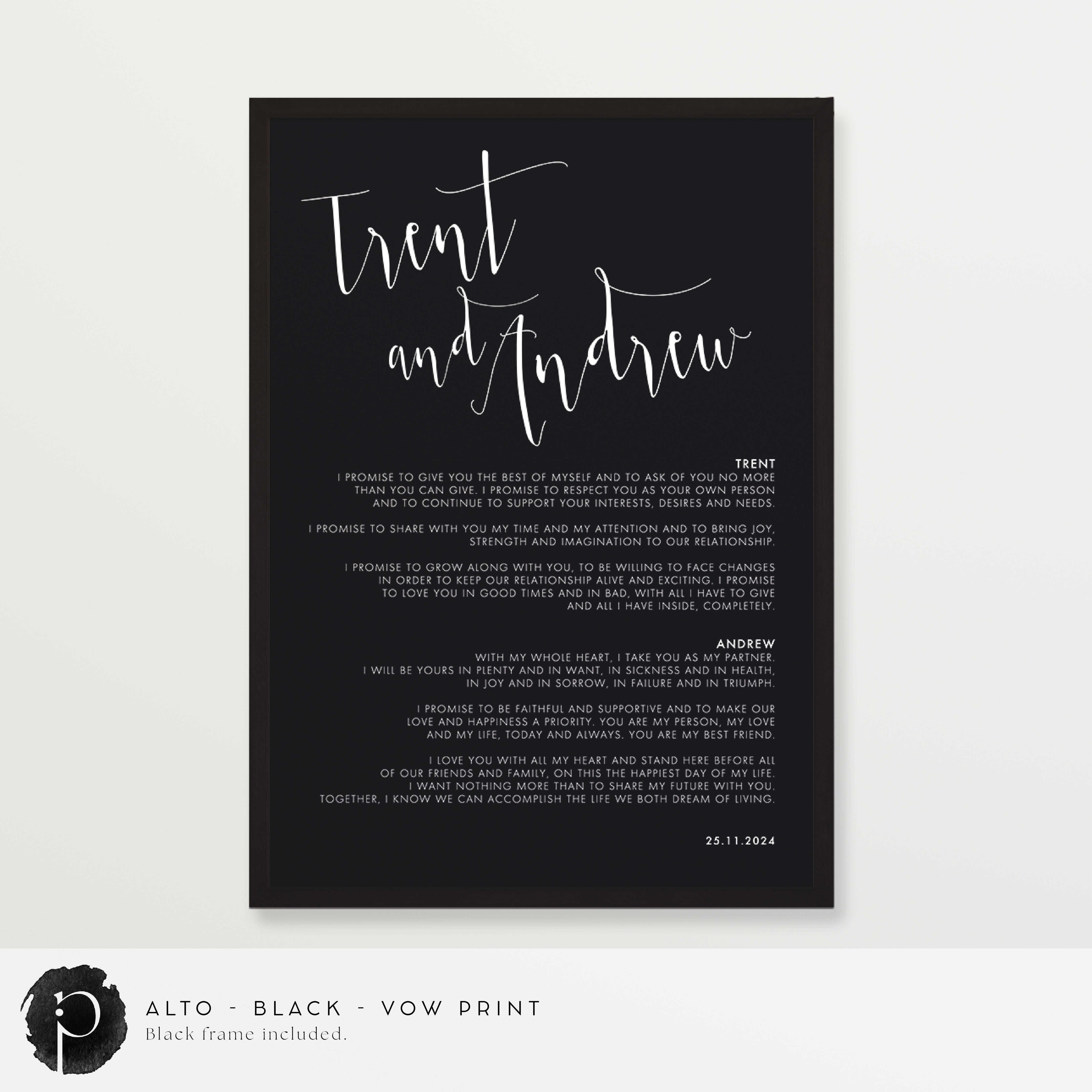 Alto - Wedding Vow Keepsake – Paper & Ink Studio