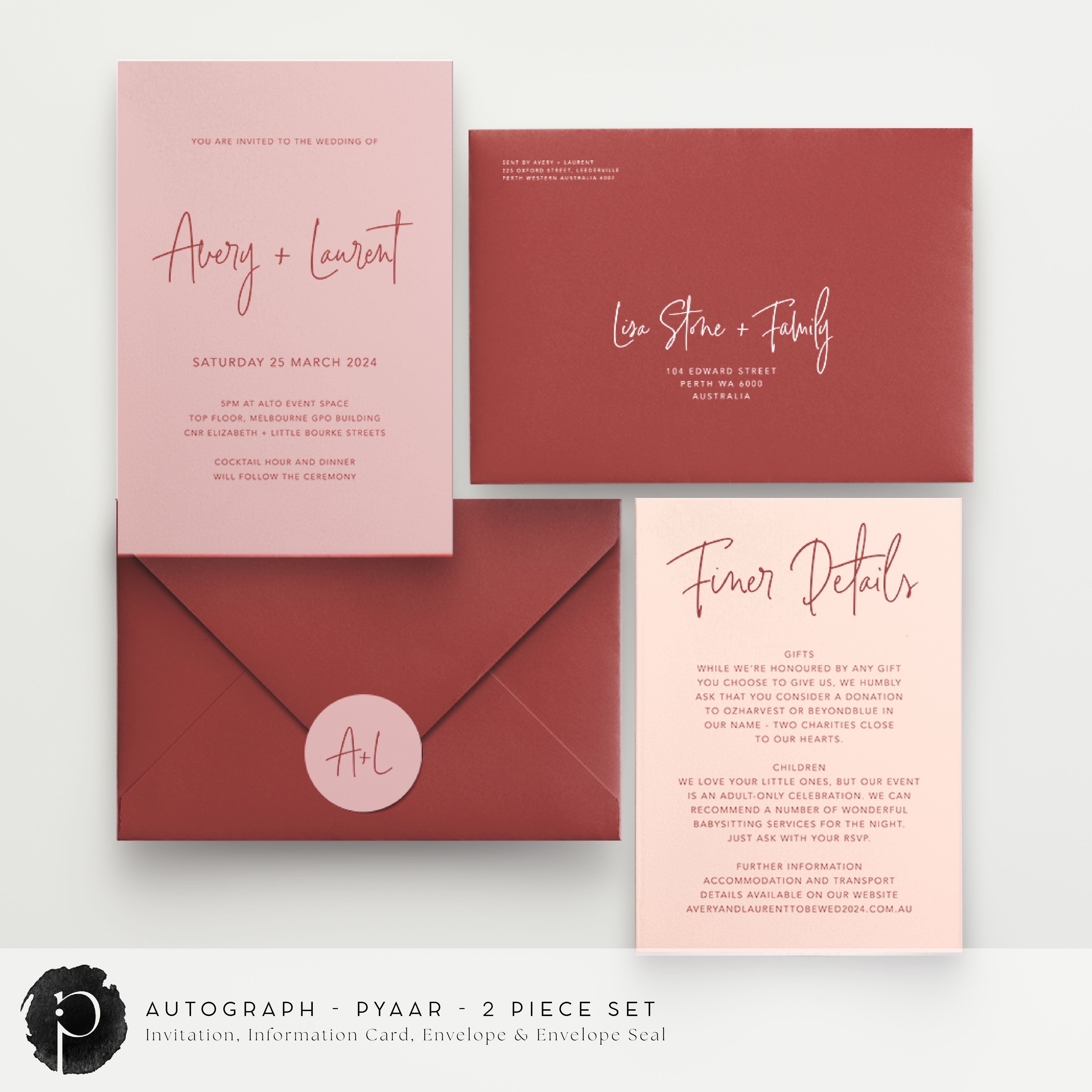 Autograph - Wedding Invitation & Information/Details Card Set – Paper ...