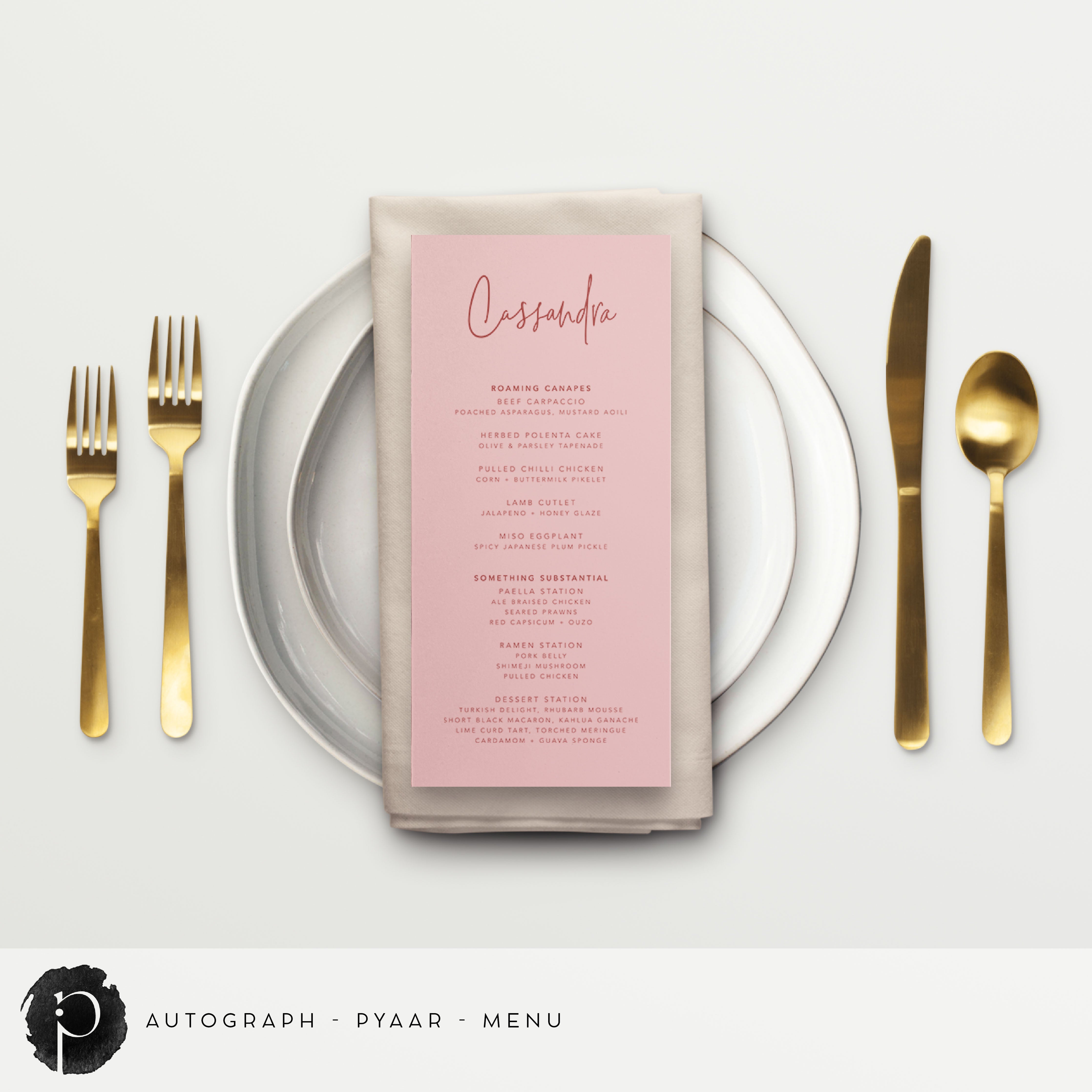 Autograph - Menu Cards – Paper & Ink Studio