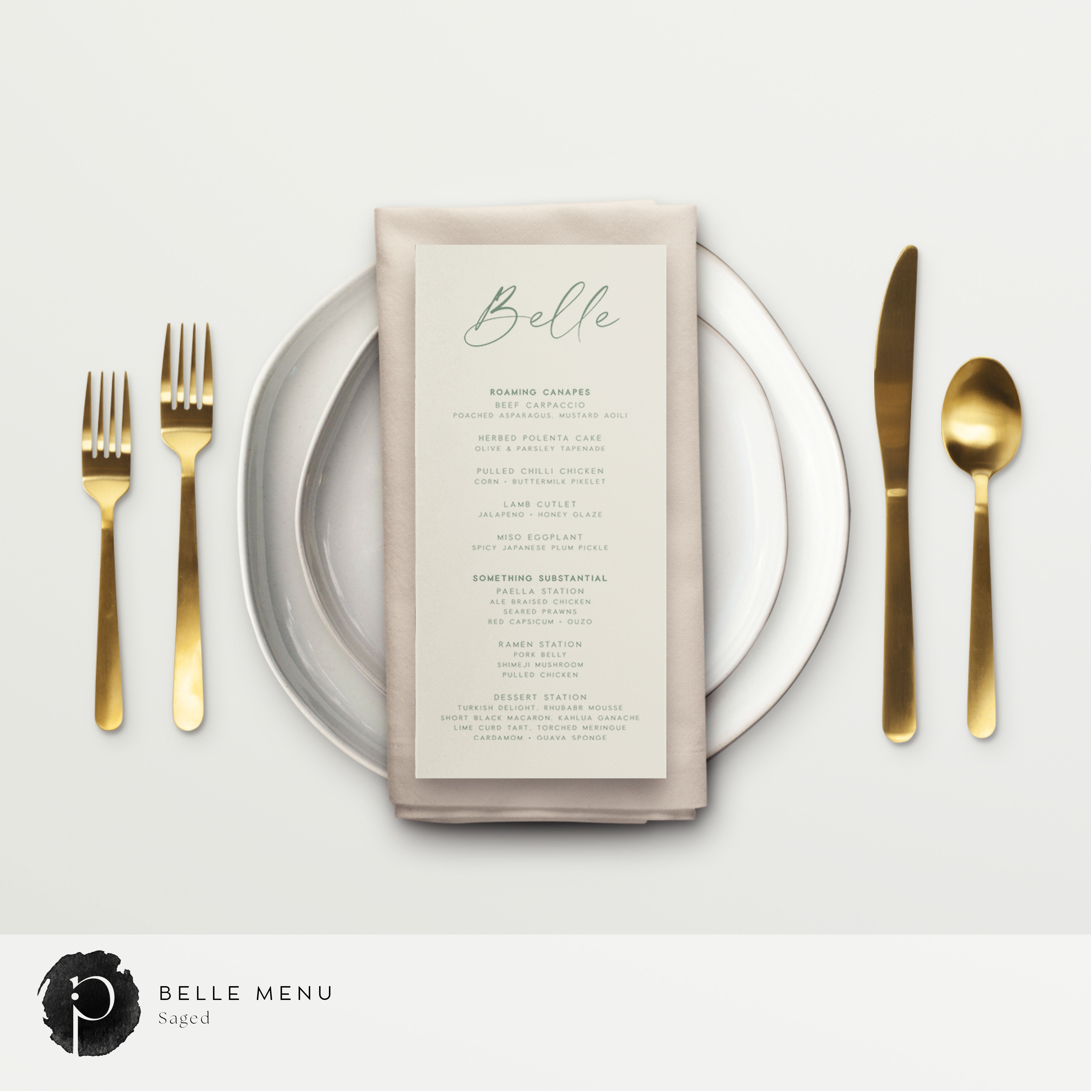 Belle - Menu Cards – Paper & Ink Studio