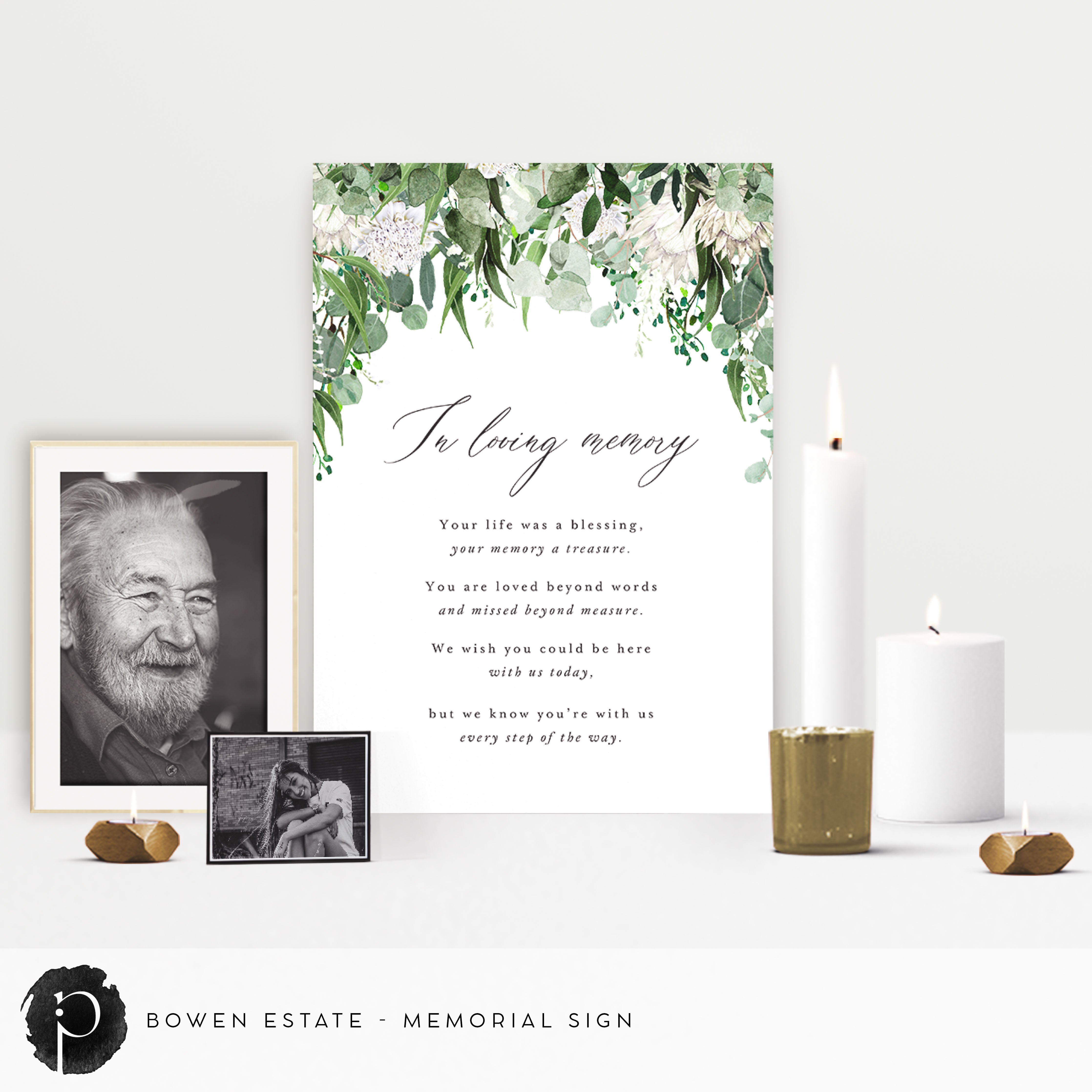 Bowen Estate - In Loving Memory Memorial Sign – Paper & Ink Studio