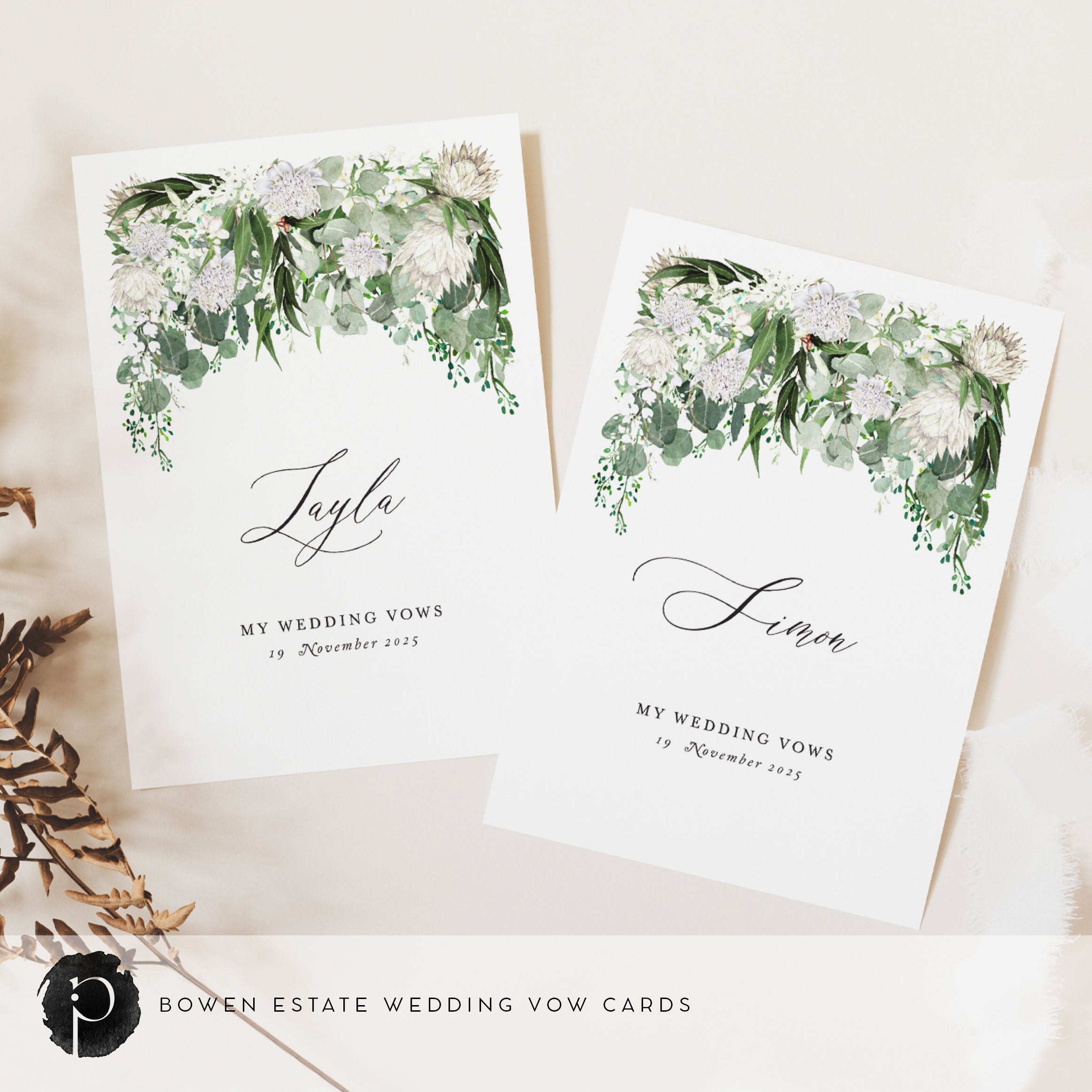 Bowen Estate - Wedding Vow Card Set – Paper & Ink Studio