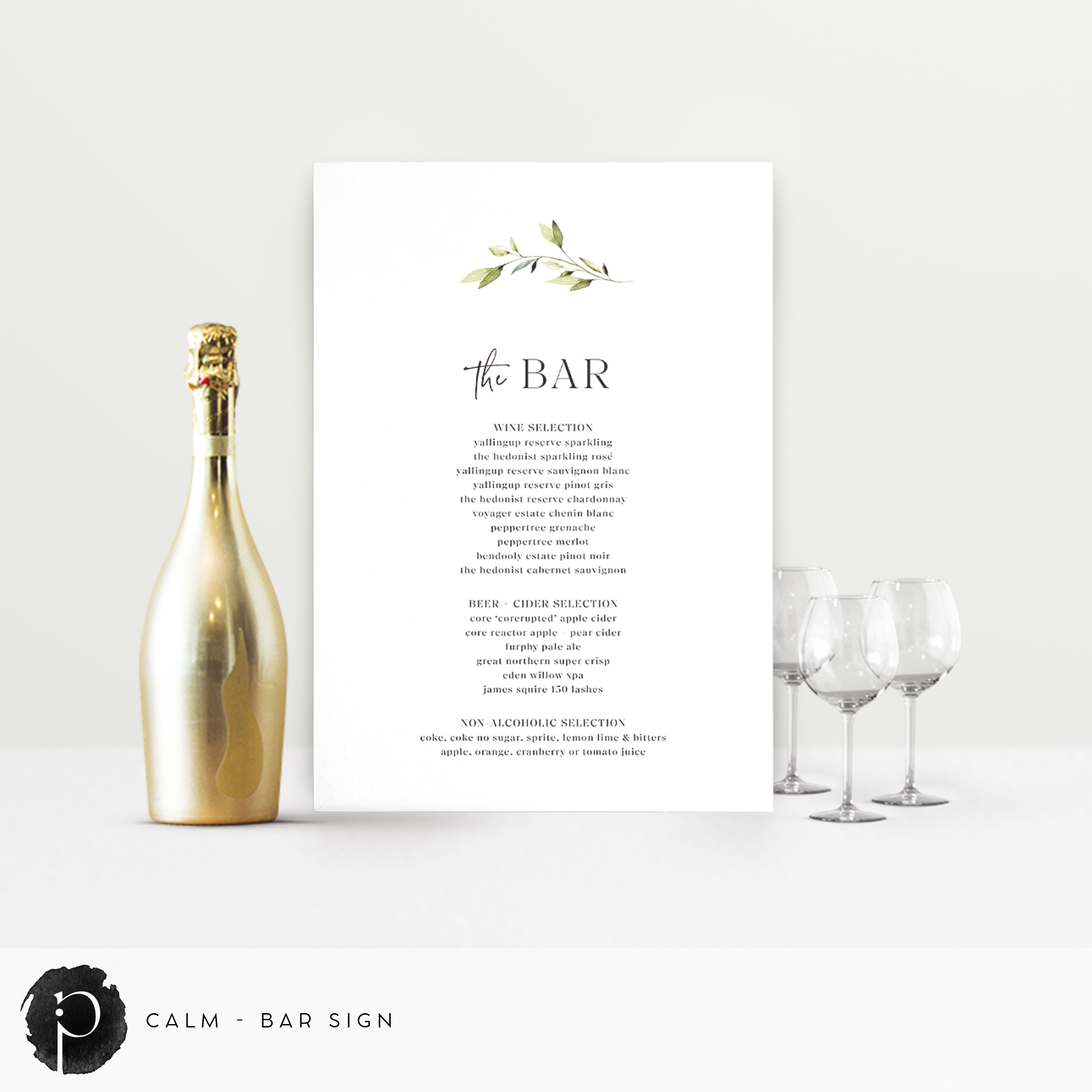 Calm - Bar Sign – Paper & Ink Studio