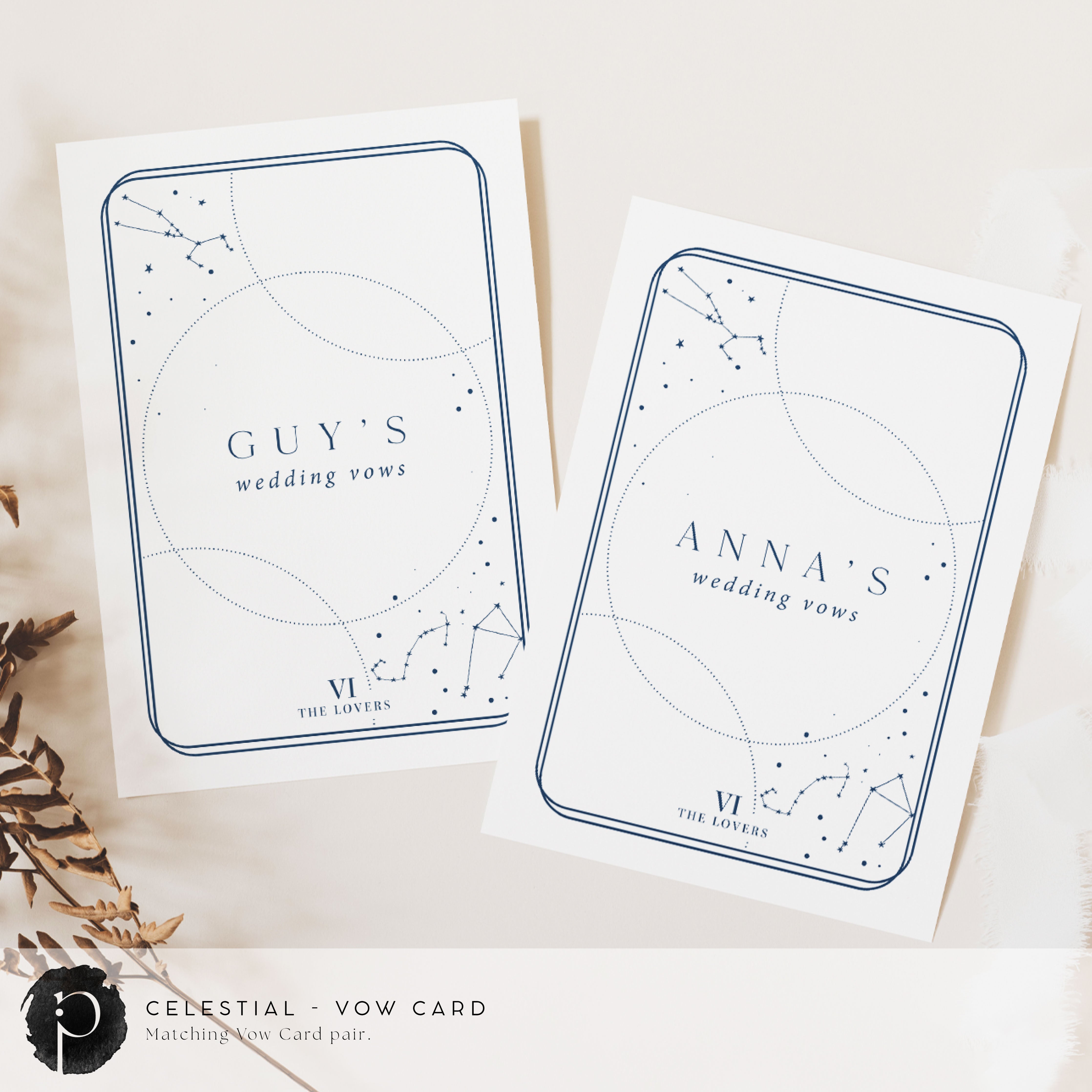 Celestial - Wedding Vow Card Set – Paper & Ink Studio