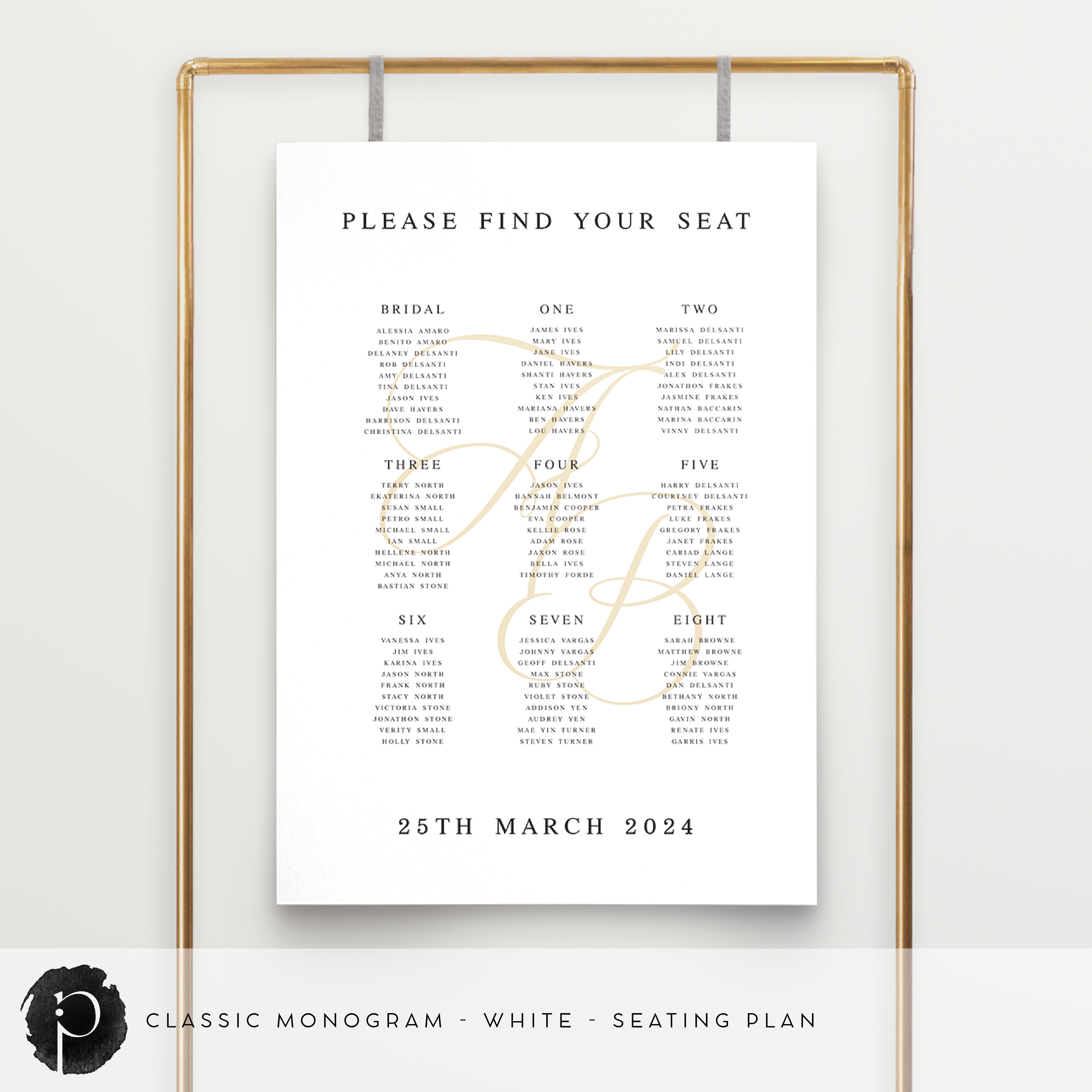 Classic Monogram - Seating Plan Chart – Paper & Ink Studio