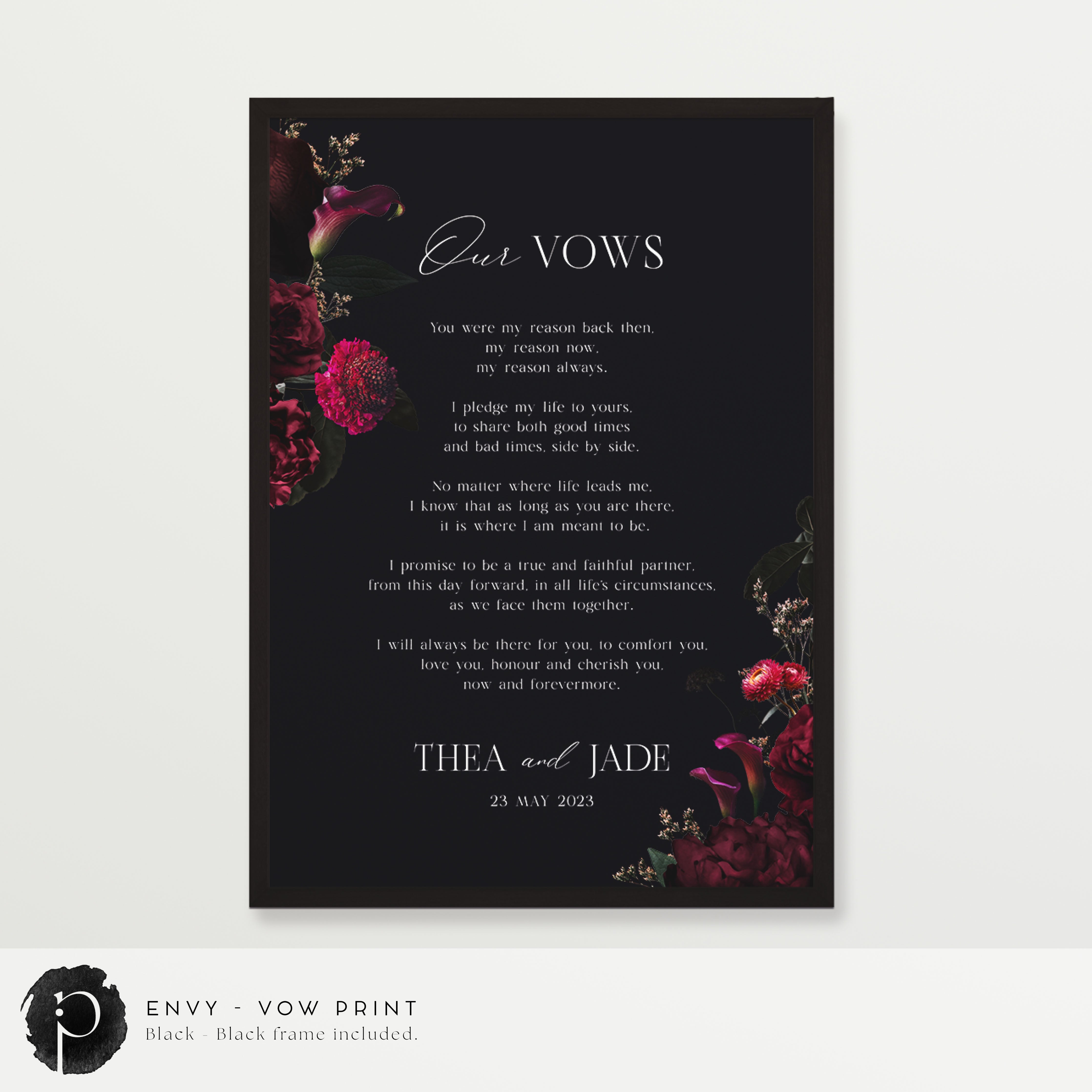 Envy - Wedding Vow Keepsake – Paper & Ink Studio
