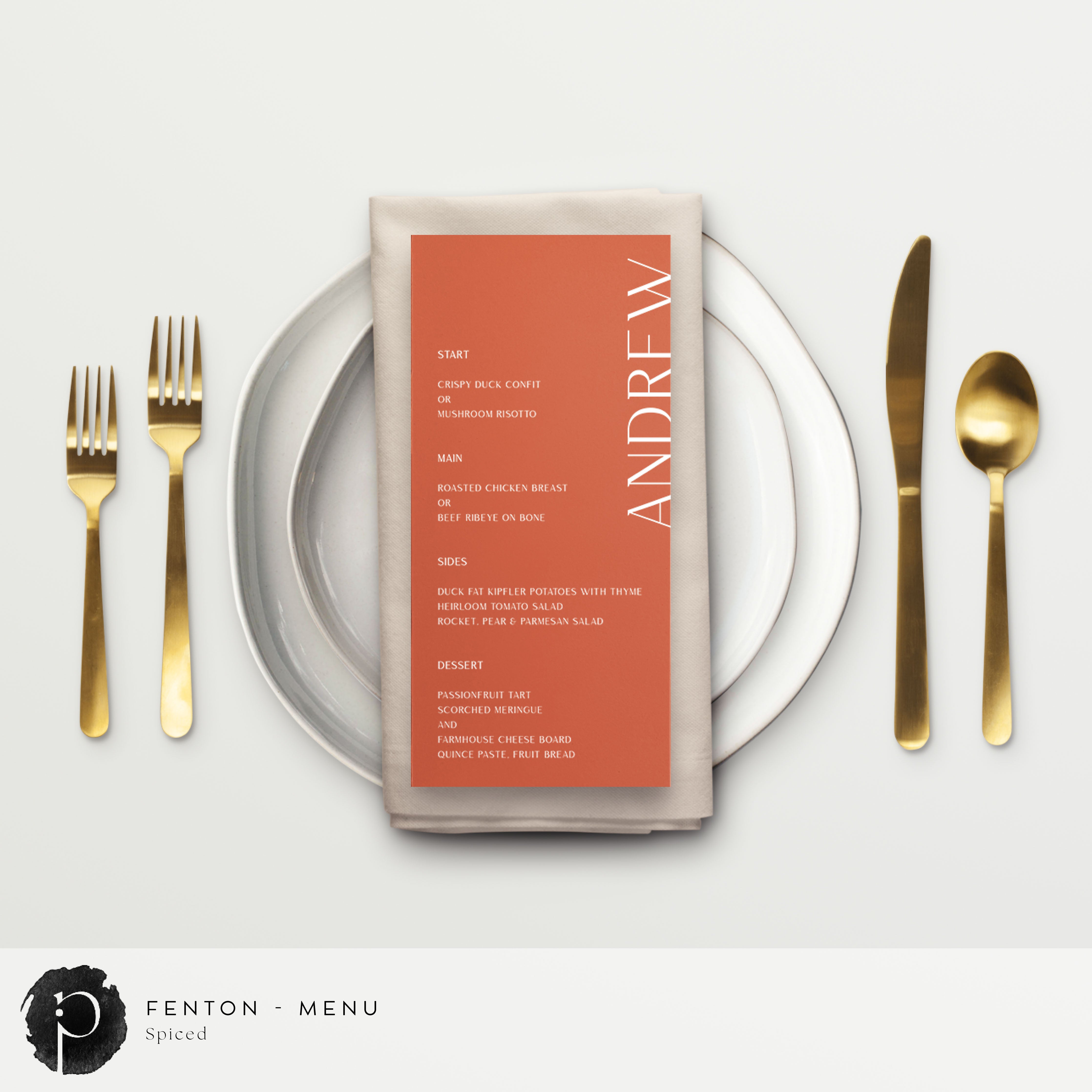 Fenton - Menu Cards – Paper & Ink Studio