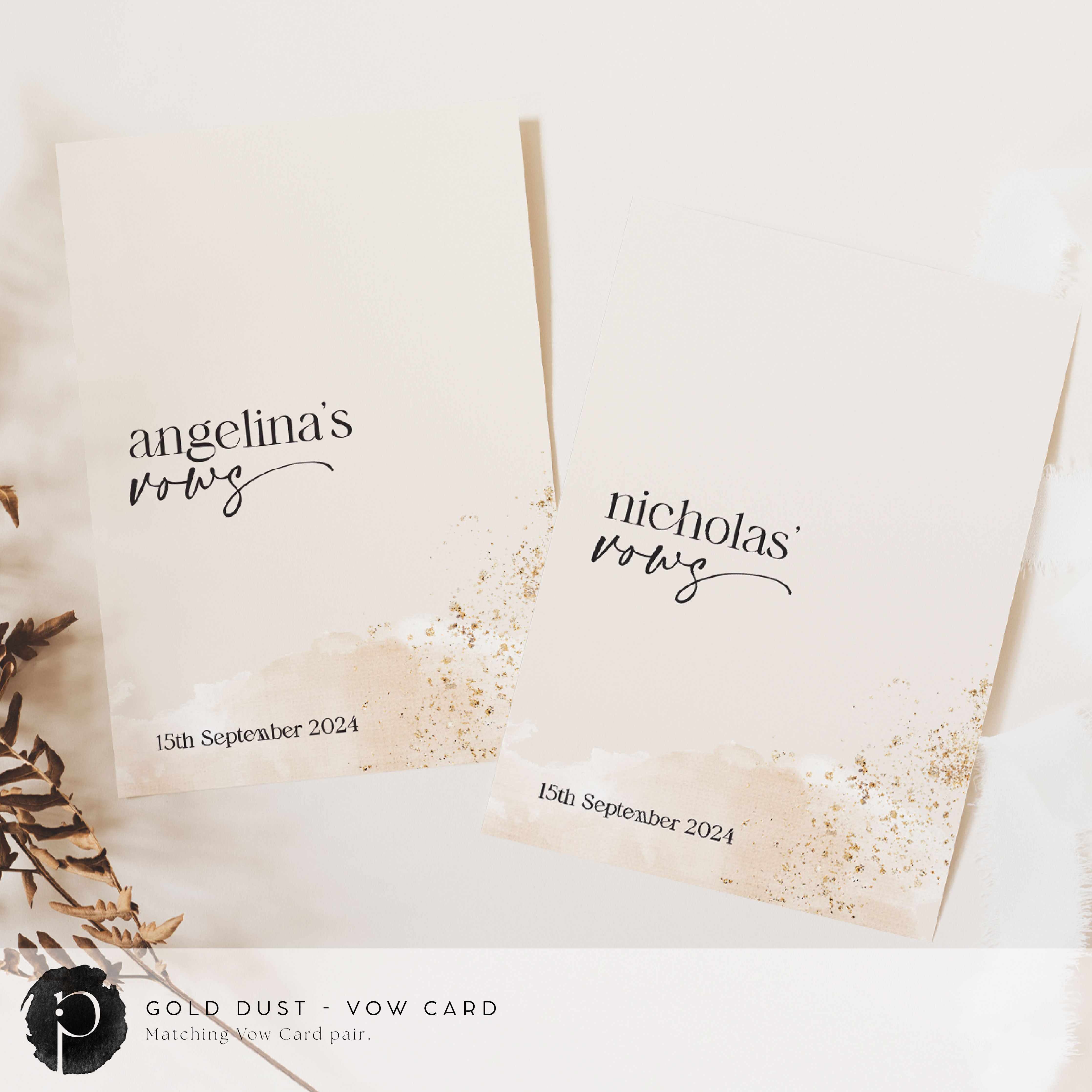 Gold Dust - Wedding Vow Card Set – Paper & Ink Studio