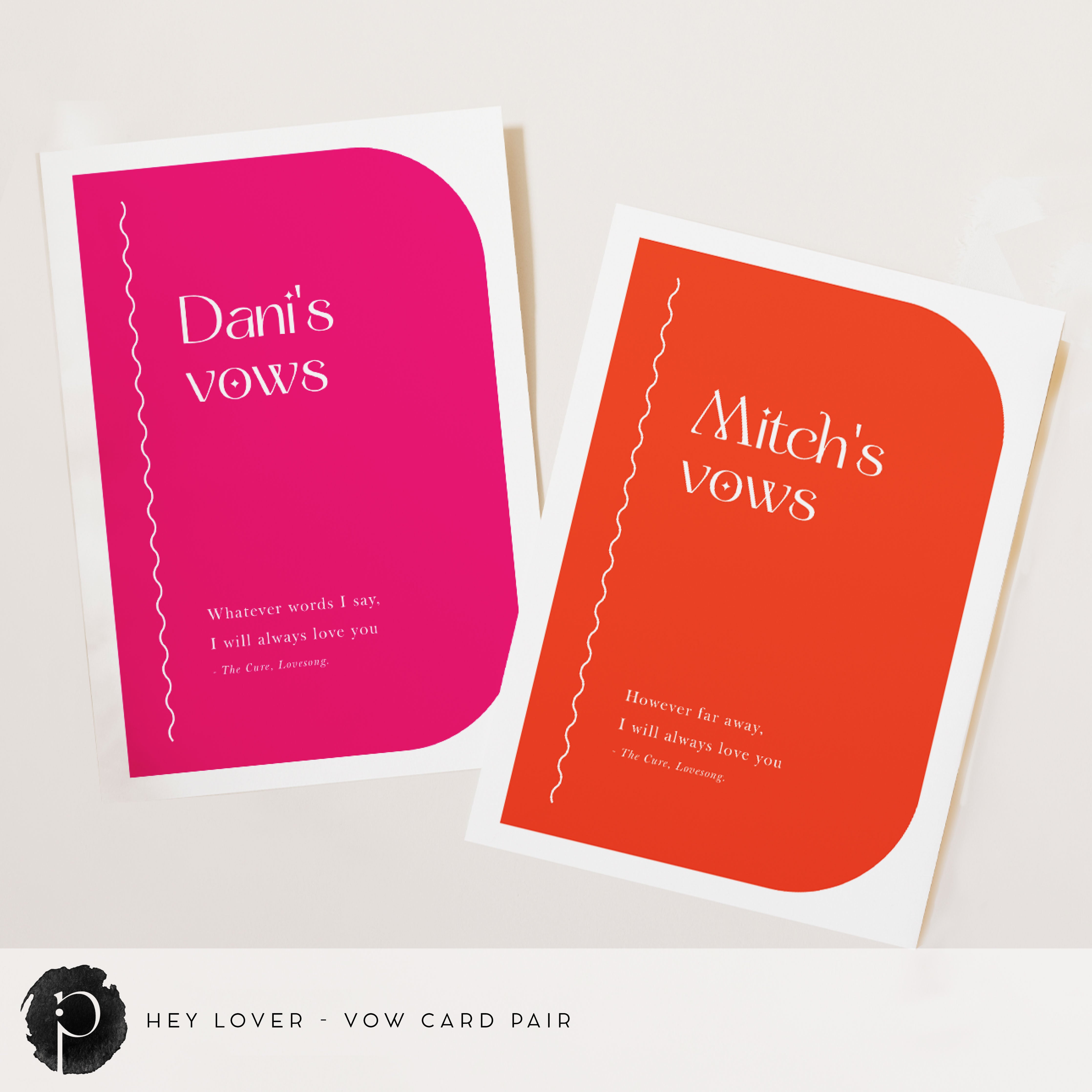 Hey Lover - Wedding Vow Card Set – Paper & Ink Studio