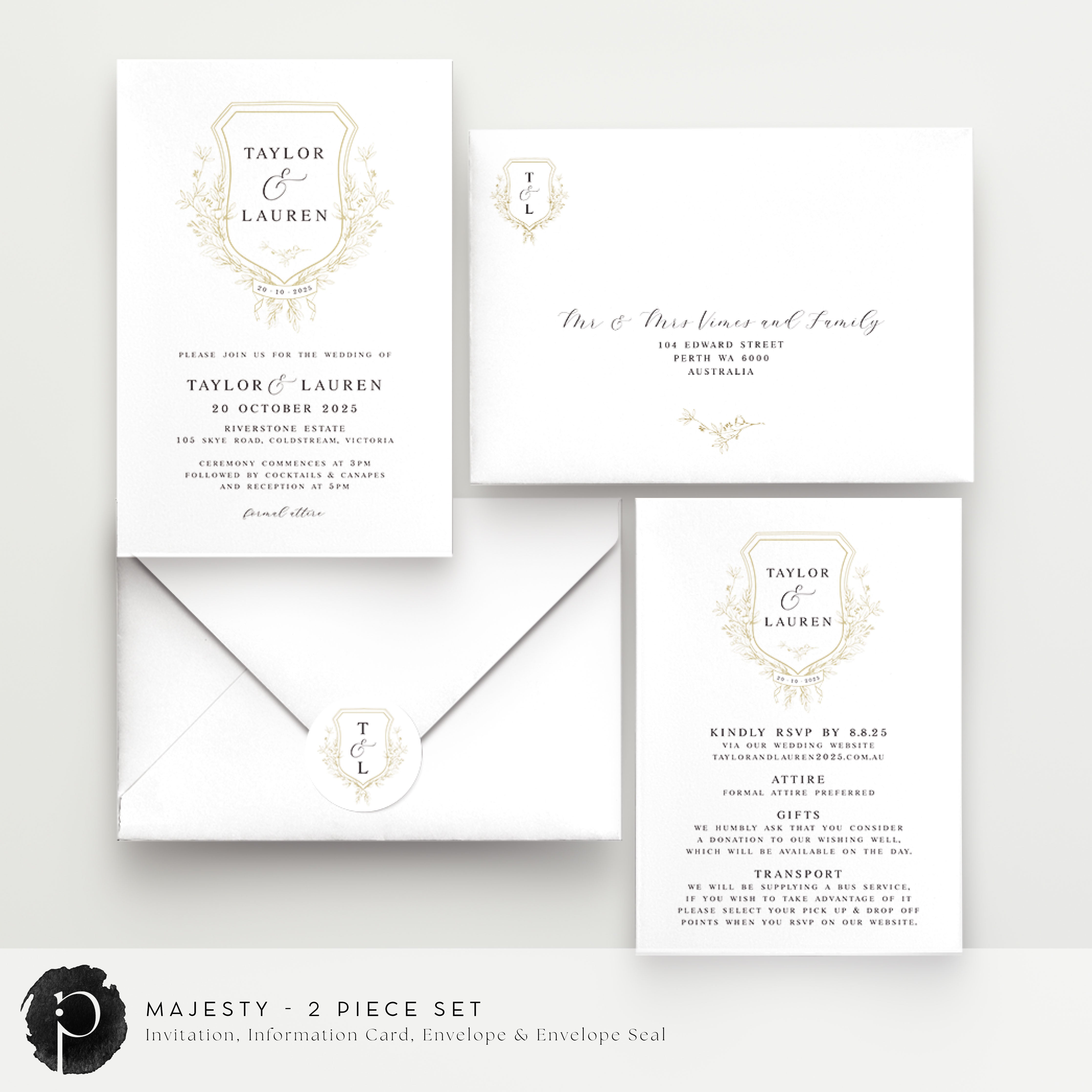 Majesty - Wedding Invitation & Information/Details Card Set – Paper ...