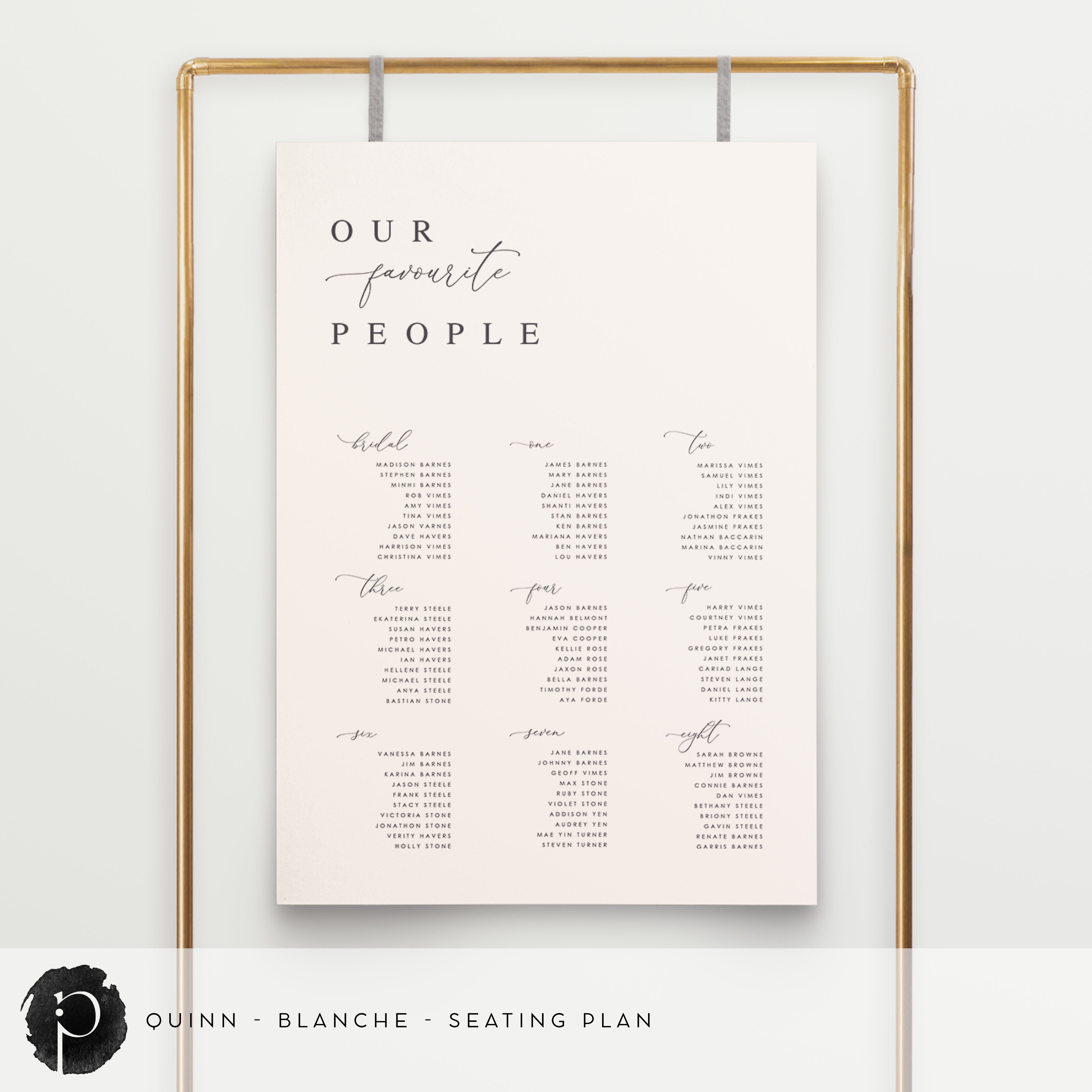 Quinn - Seating Plan Chart – Paper & Ink Studio