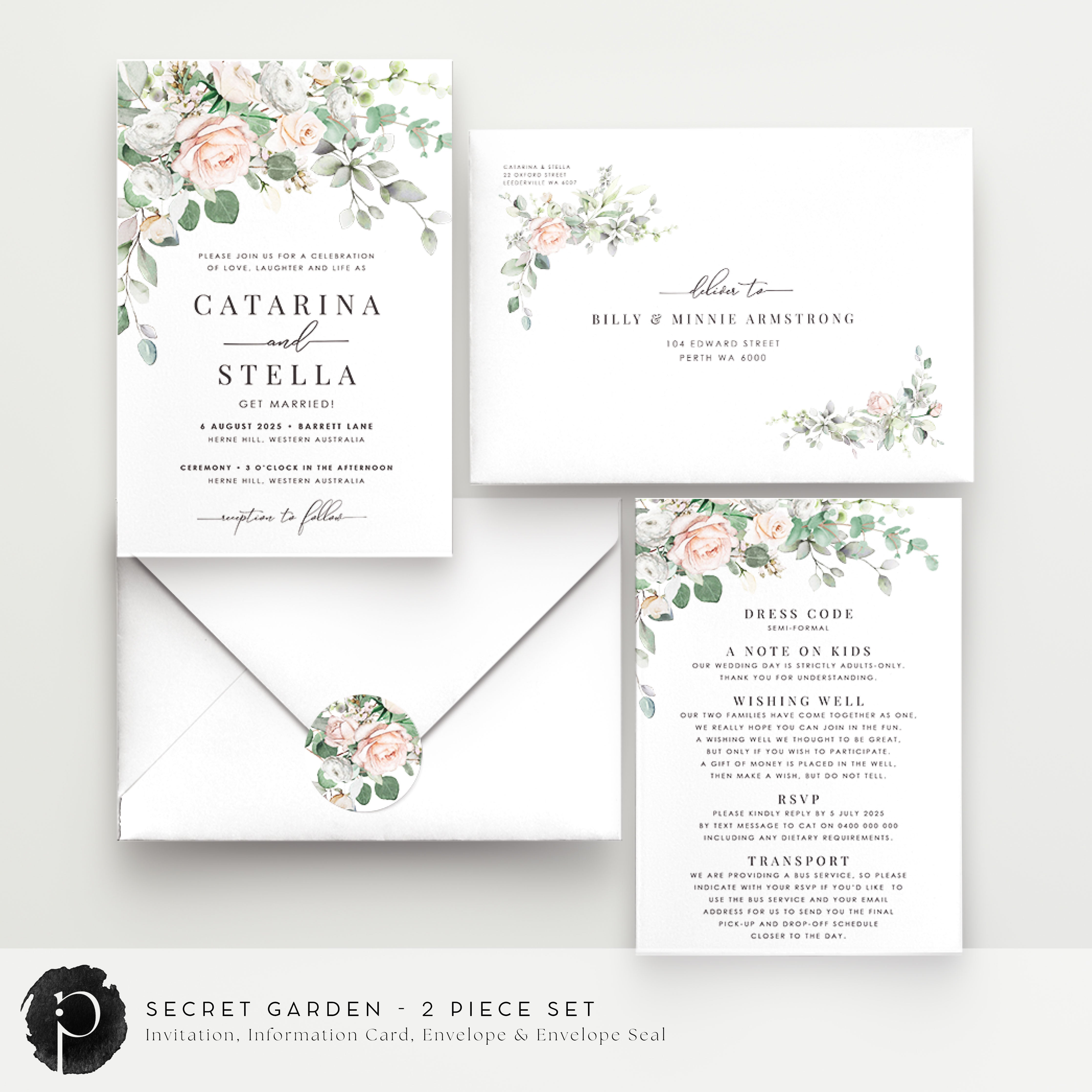 Secret Garden - Wedding Invitation & Information/Details Card Set ...