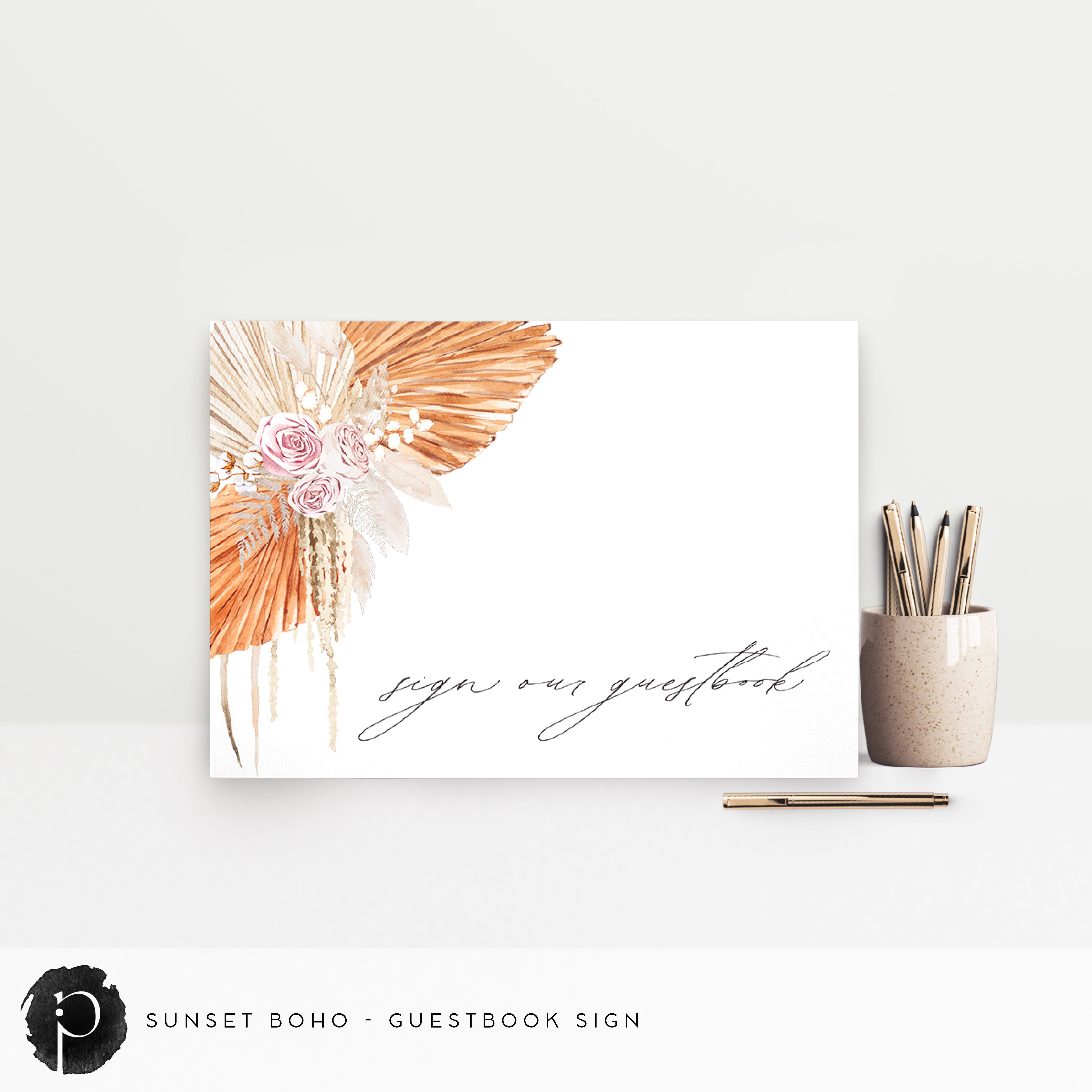 Sunset Boho - Guestbook Sign – Paper & Ink Studio