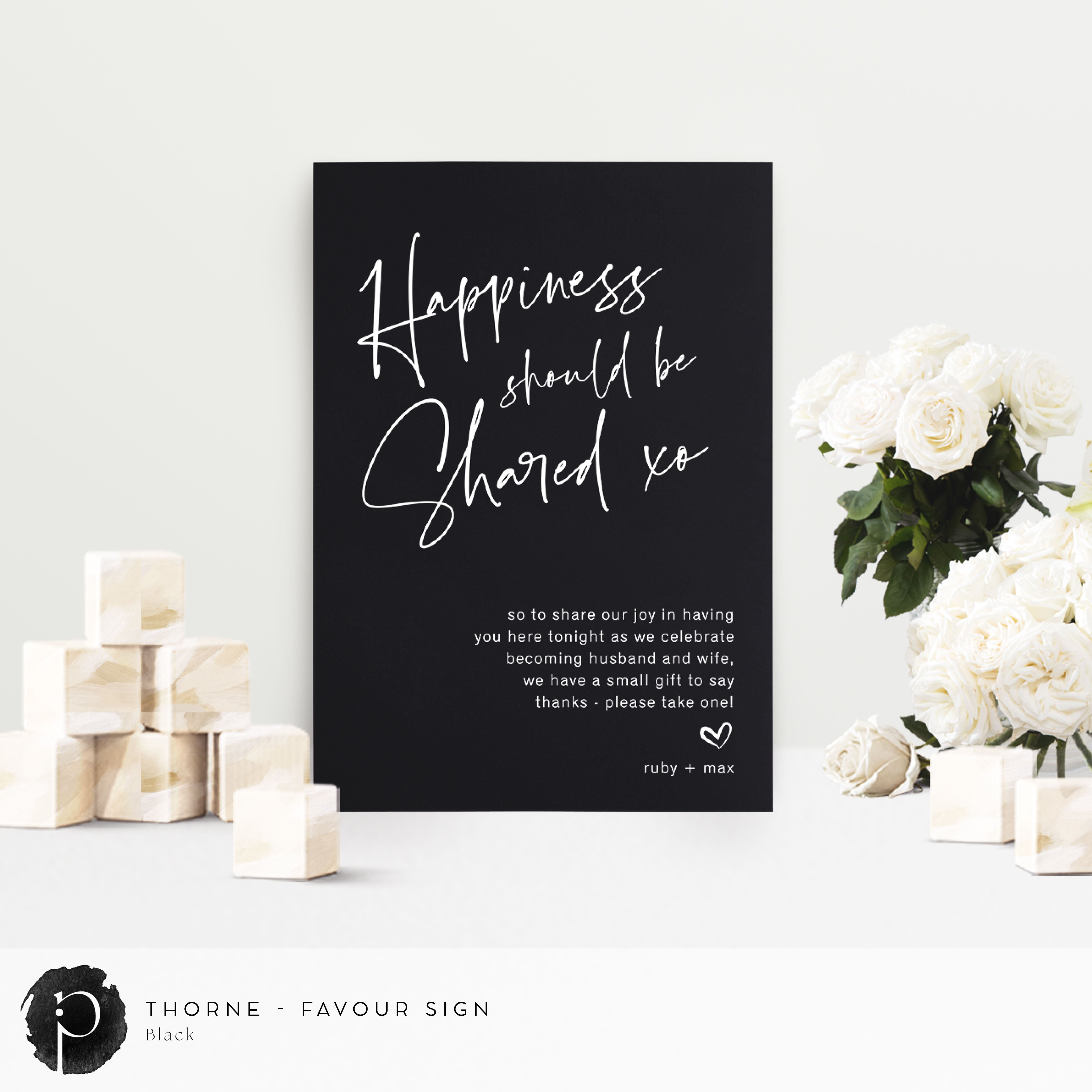 Thorne - Wedding Guest Favour, Bonbonniere Table Sign – Paper & Ink Studio