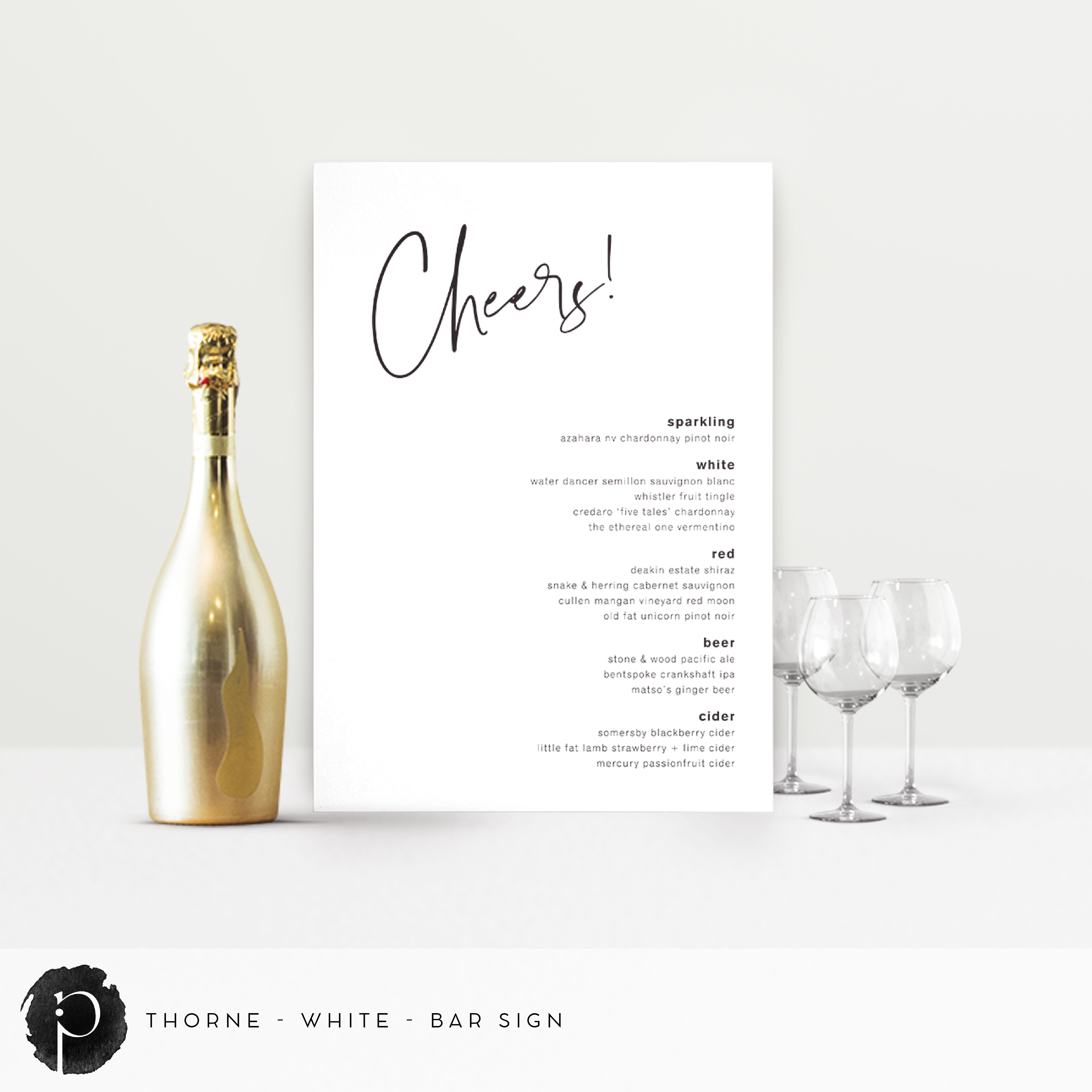 Thorne - Bar Sign – Paper & Ink Studio