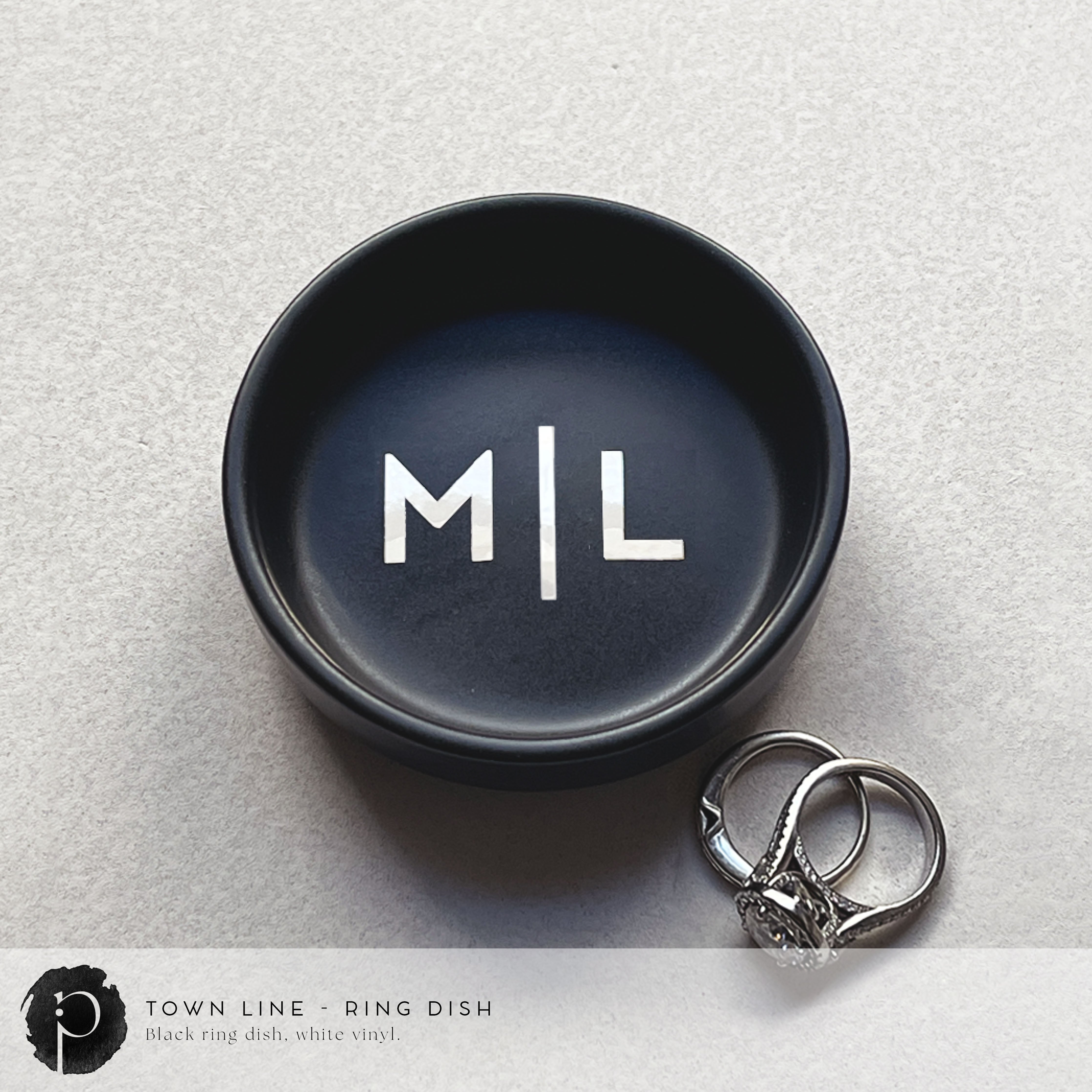 Personalised Black Ring Dish - Town Line – Paper & Ink Studio