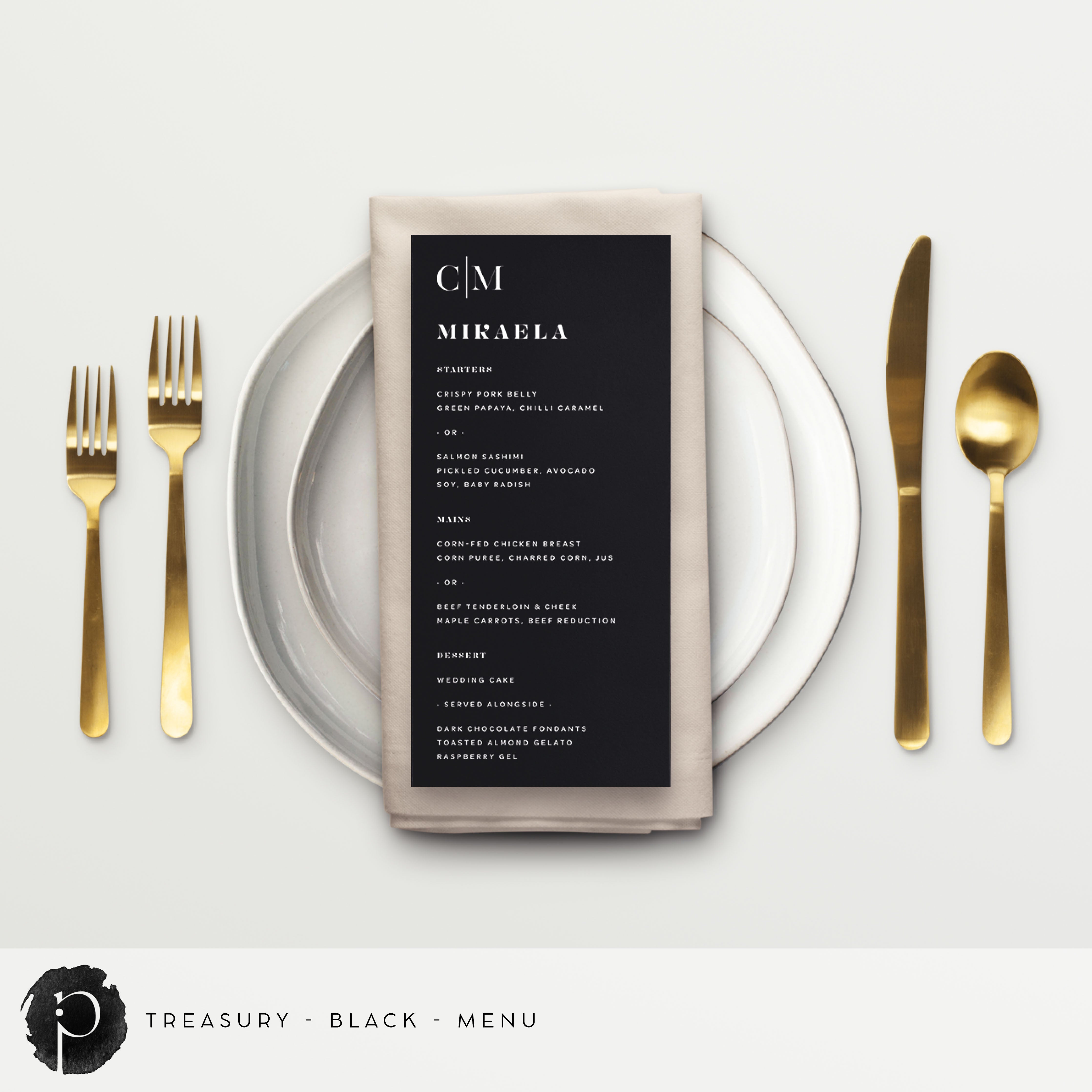 Treasury - Menu Cards – Paper & Ink Studio