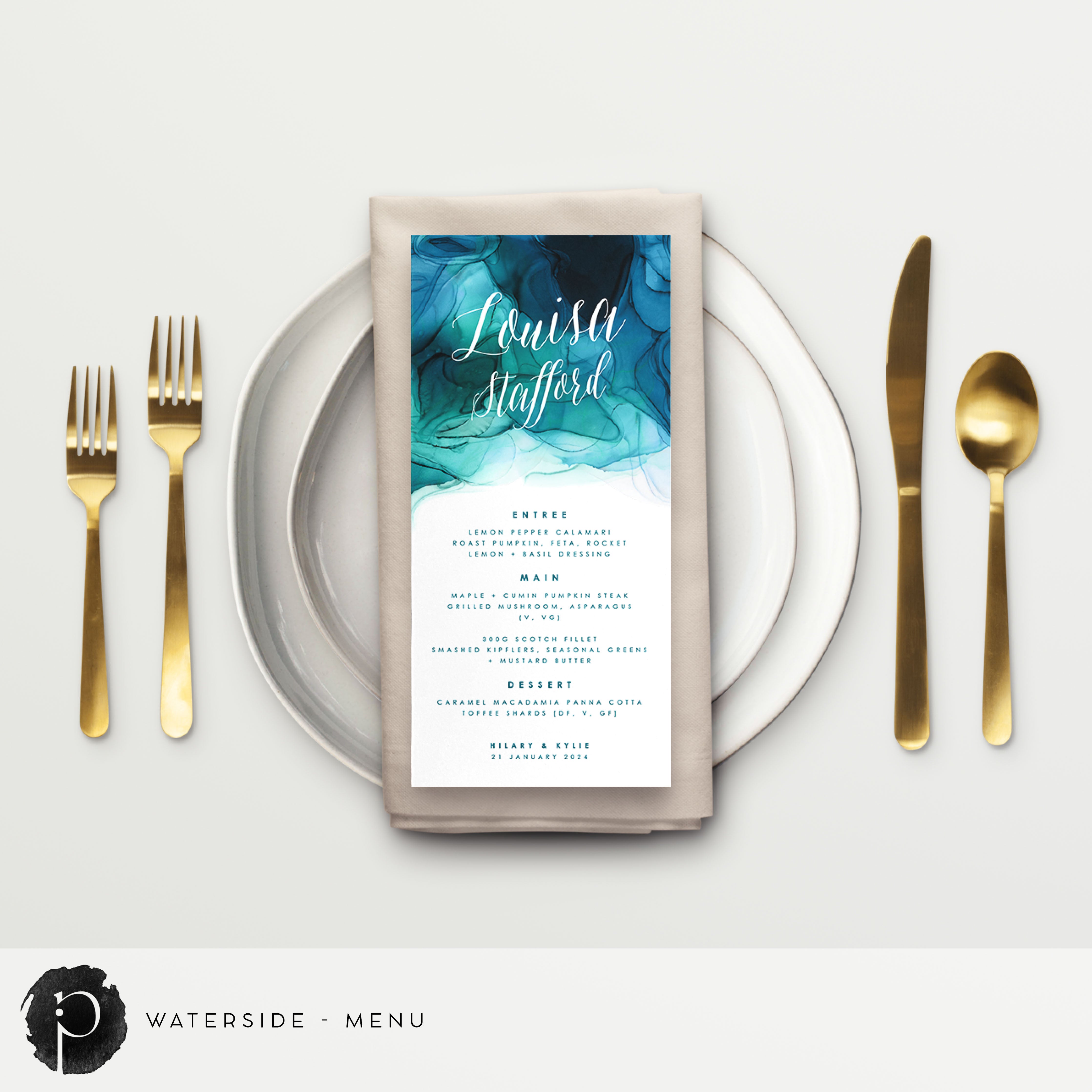 Waterside - Menu Cards – Paper & Ink Studio