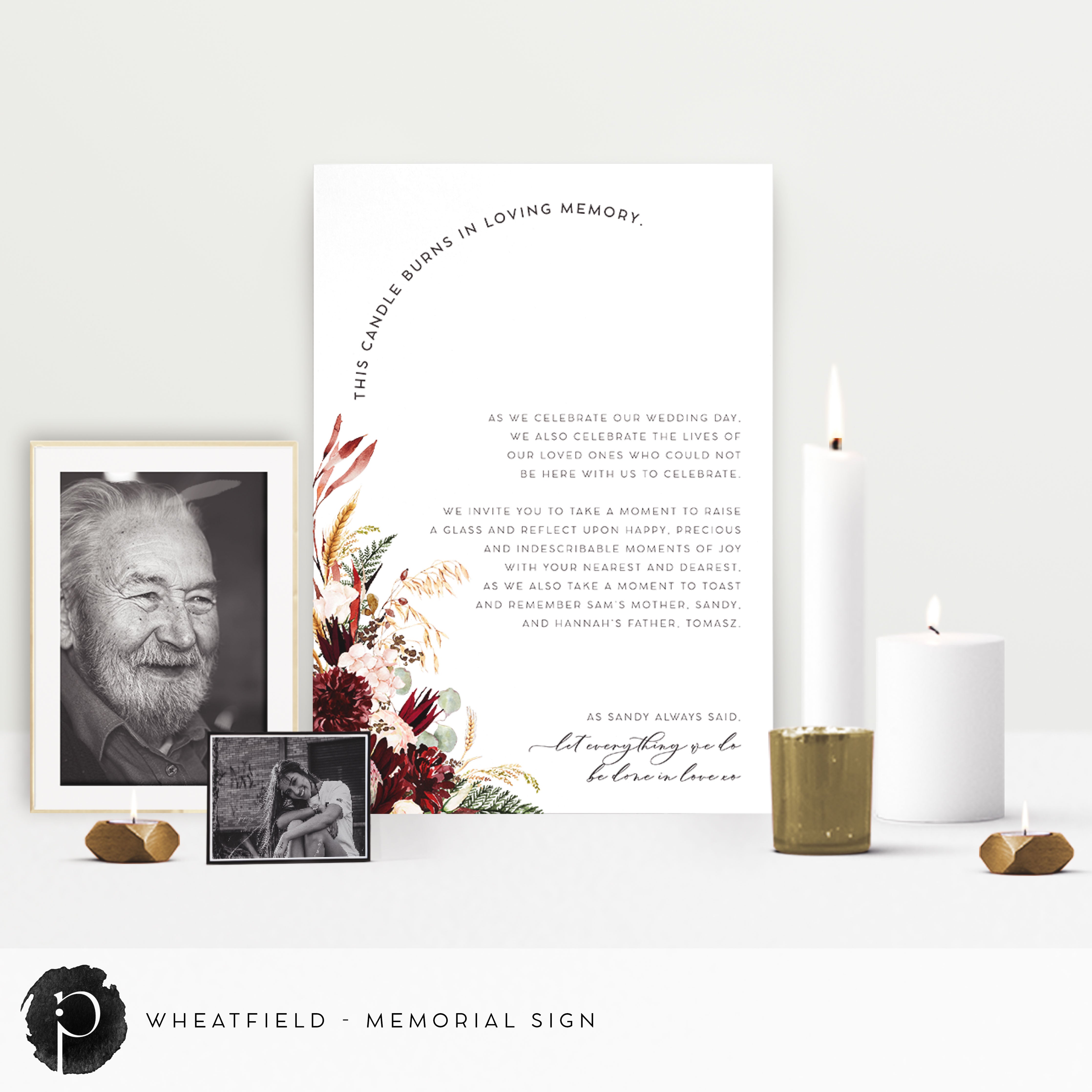 Wheatfield - In Loving Memory Memorial Sign – Paper & Ink Studio