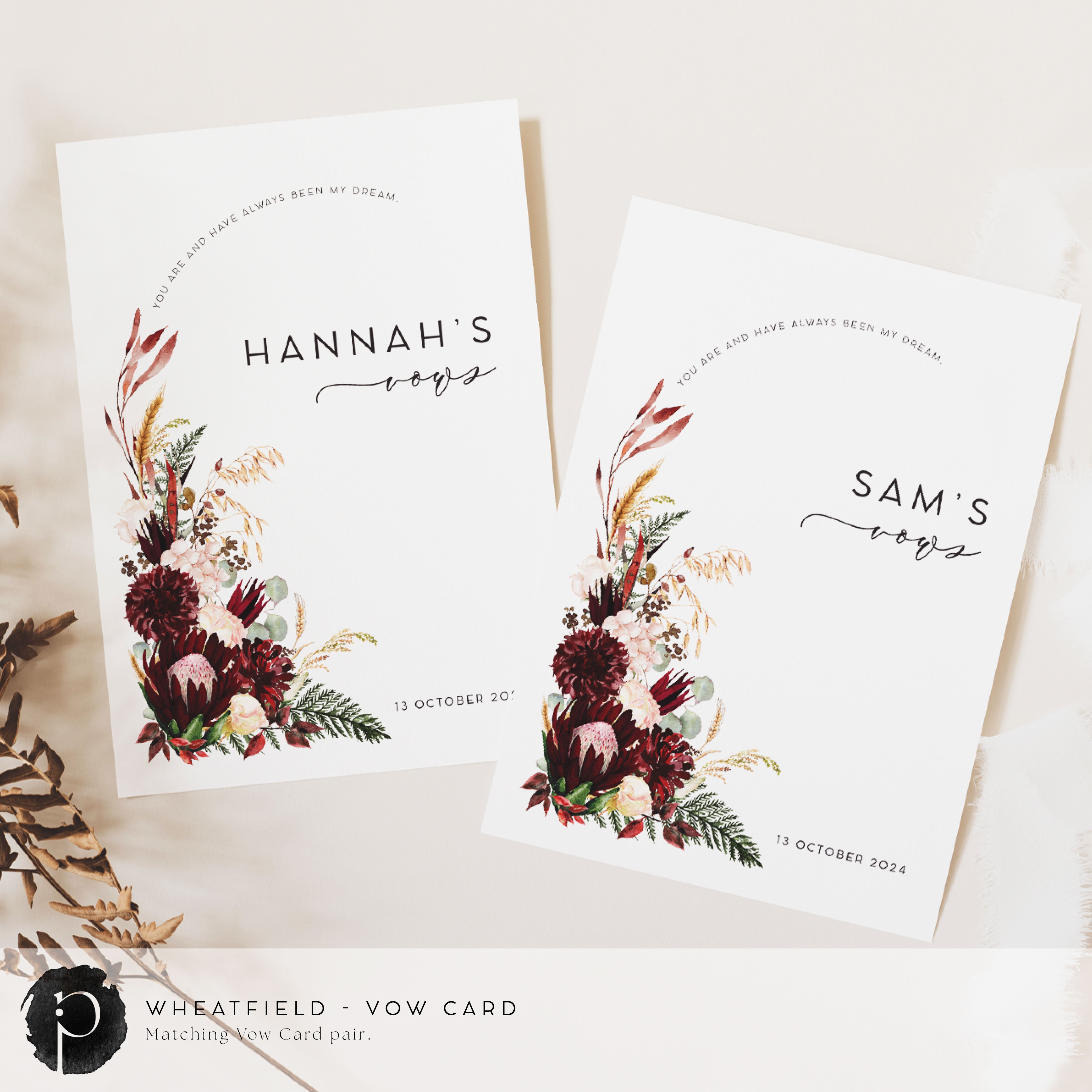 Wheatfield - Wedding Vow Card Set – Paper & Ink Studio