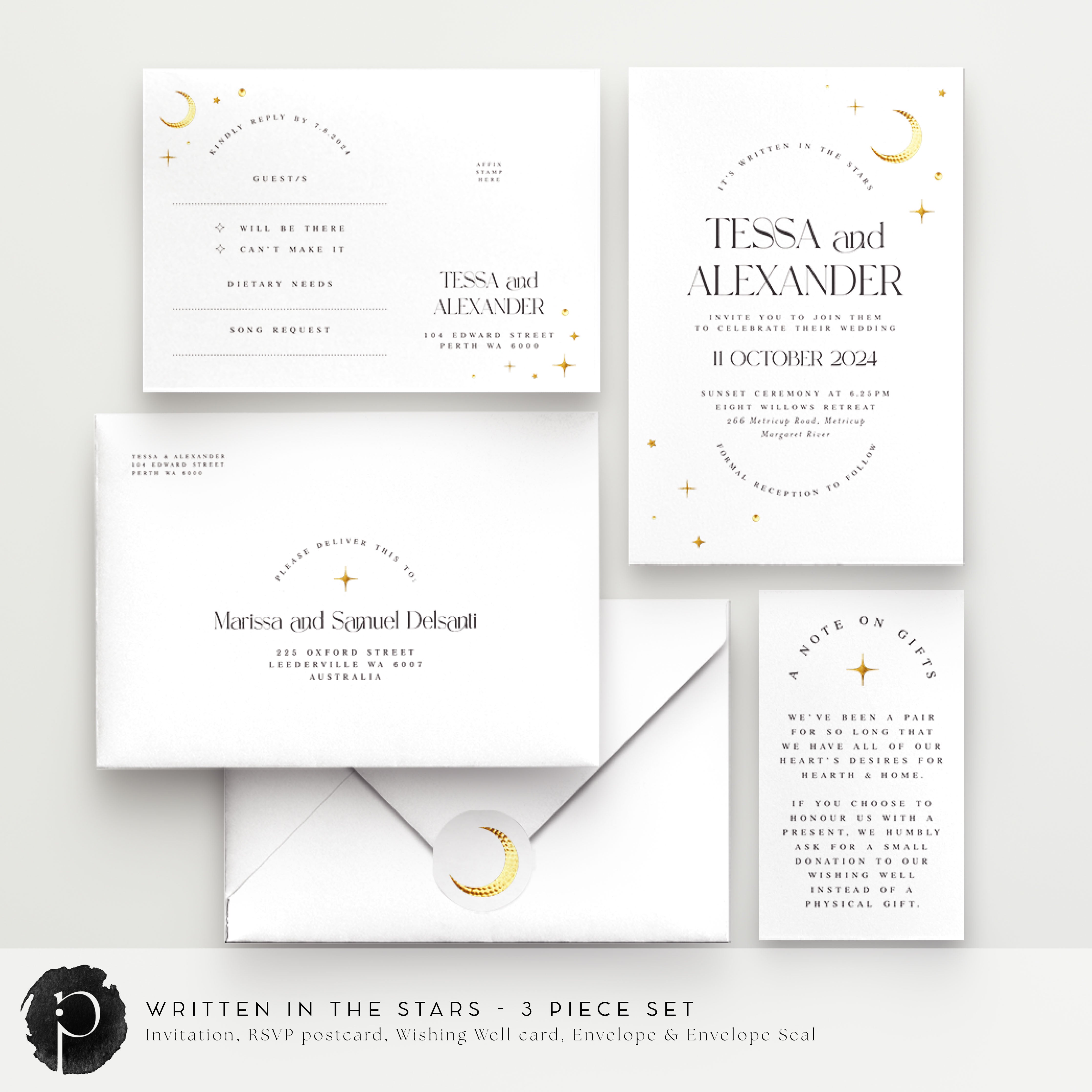 Written In The Stars - Wedding Invitation, RSVP Card & Gift/Wishing We ...